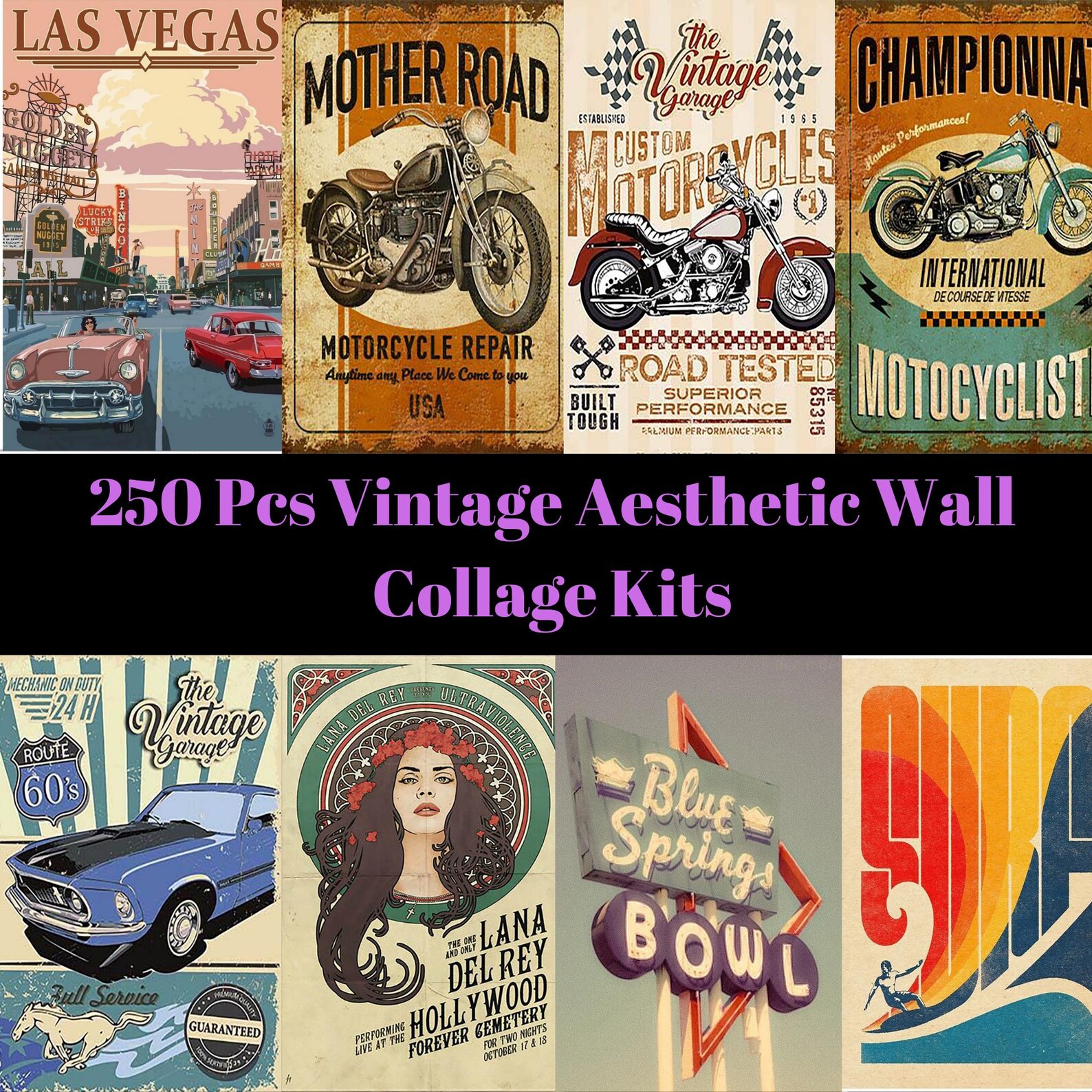 Vintage Retro Poster Collage Kit: 250 JPG Files (digital Download ...