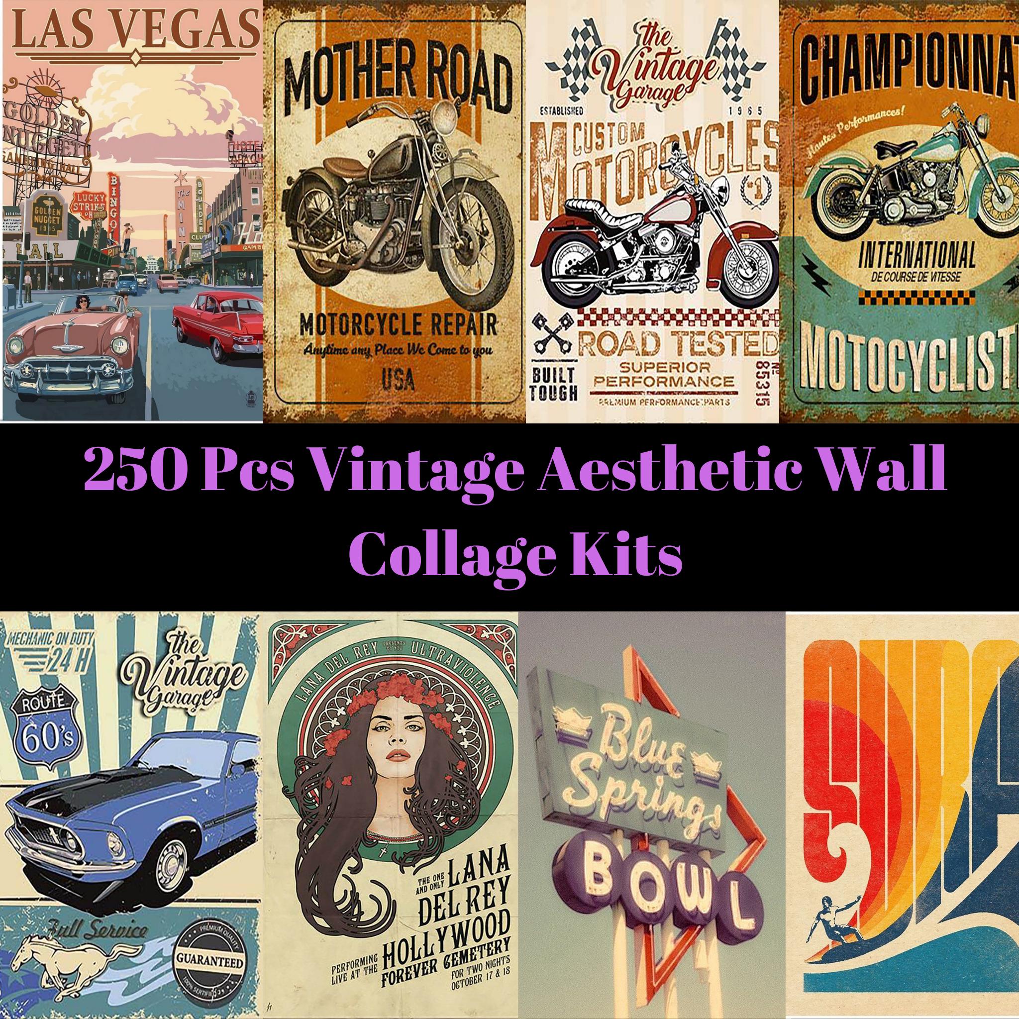Vintage Retro Posters Collage Kit , Creative Wall Art Collage, Retro ...