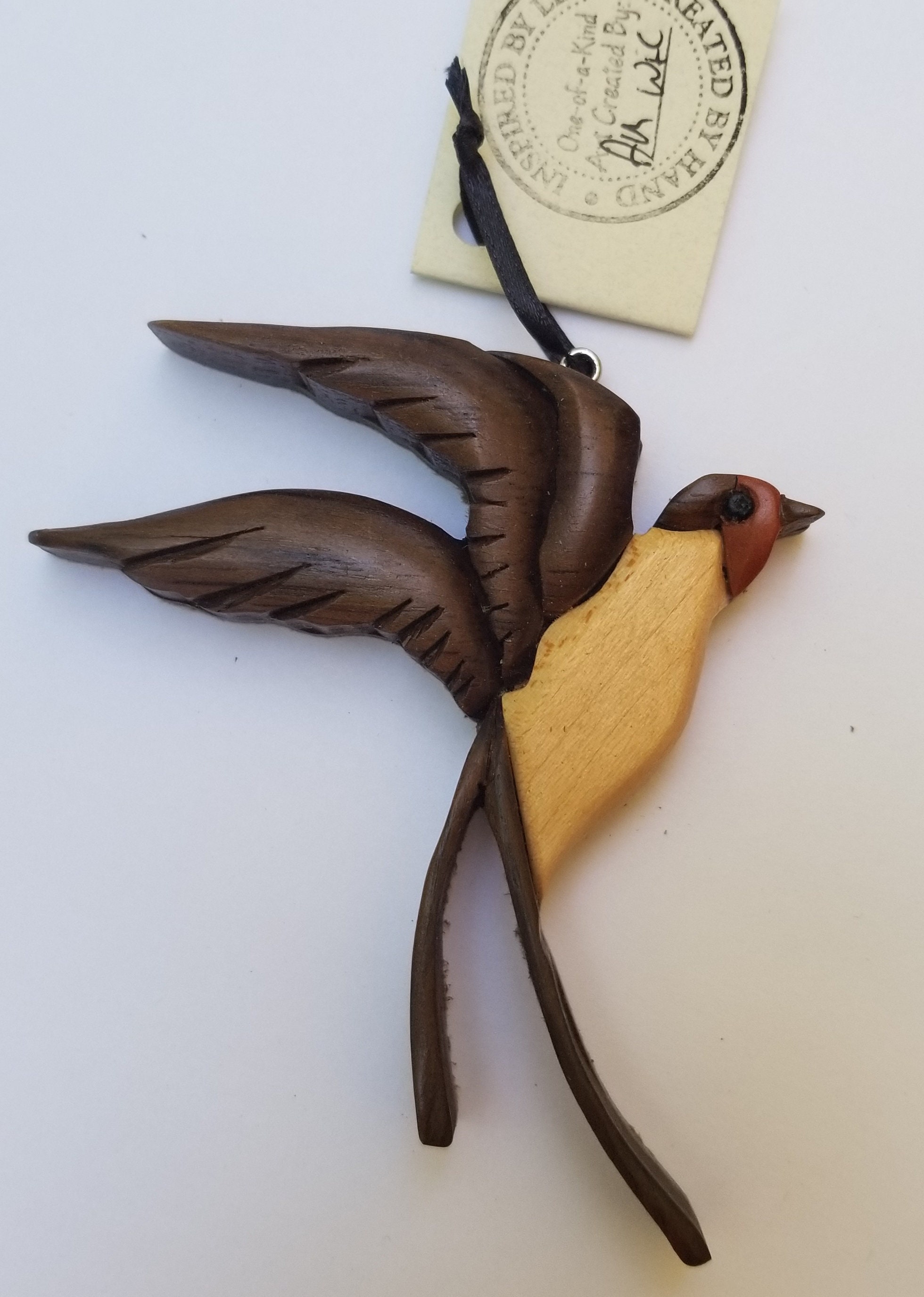 Swallow Ornament Magnet Wood Carving Intarsia Woodworking Wooden ...