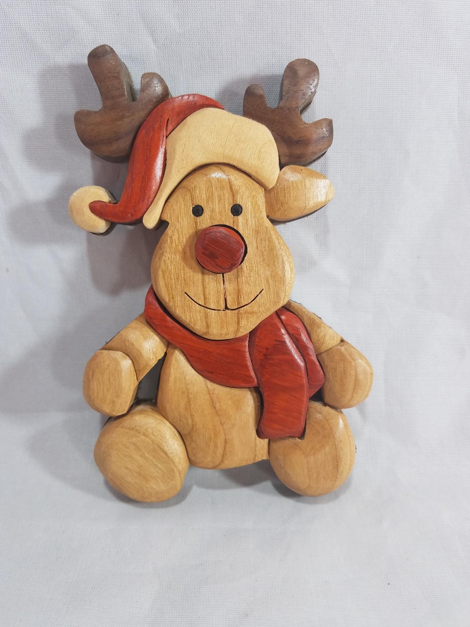 Rudolph the Red Nosed Reindeer Wooden Ornament Magnet Wood Carved ...