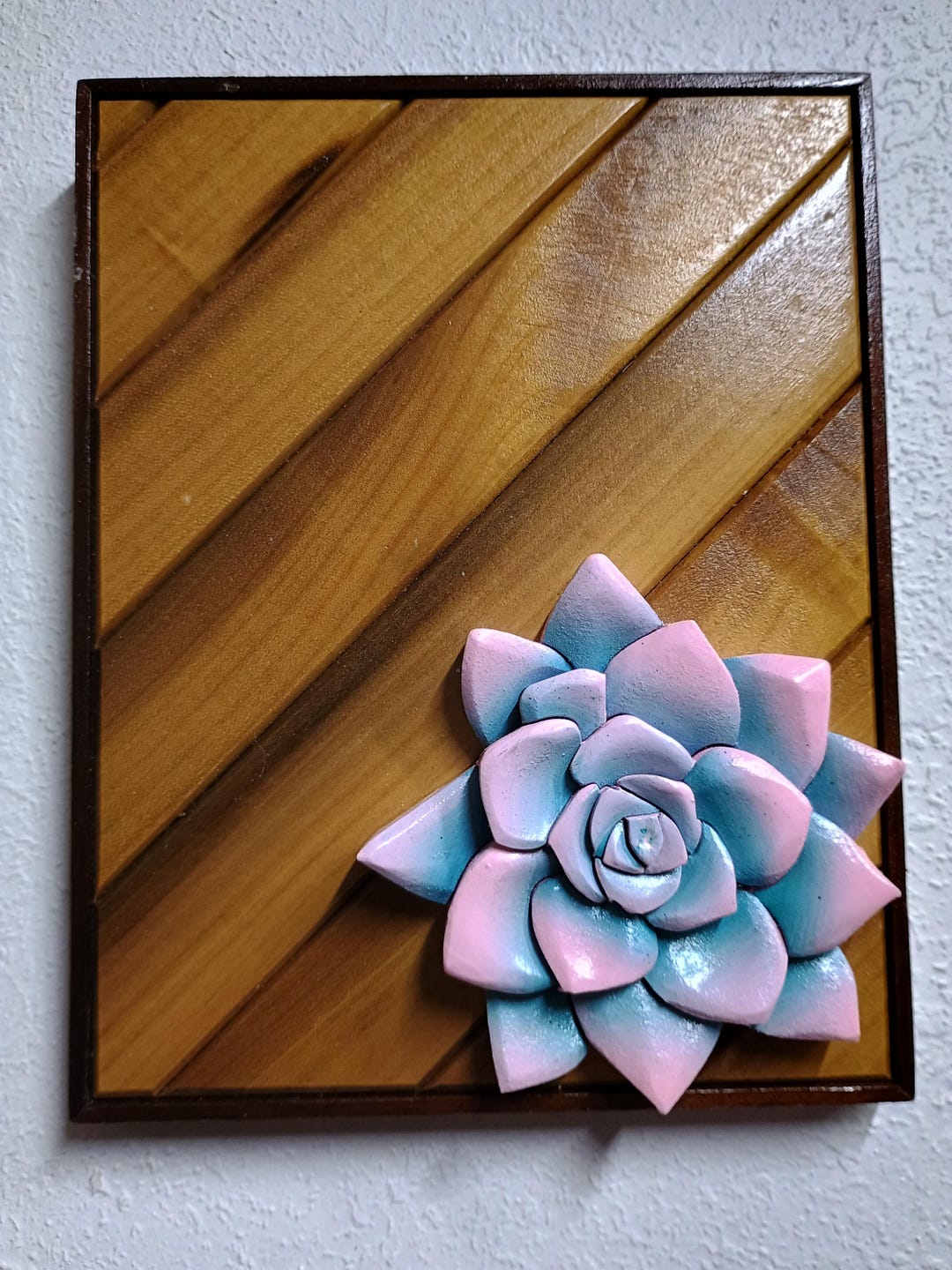 Succulent Wall Decor, Scroll Saw Hand Cut Sign, Natural Wood. Painted ...