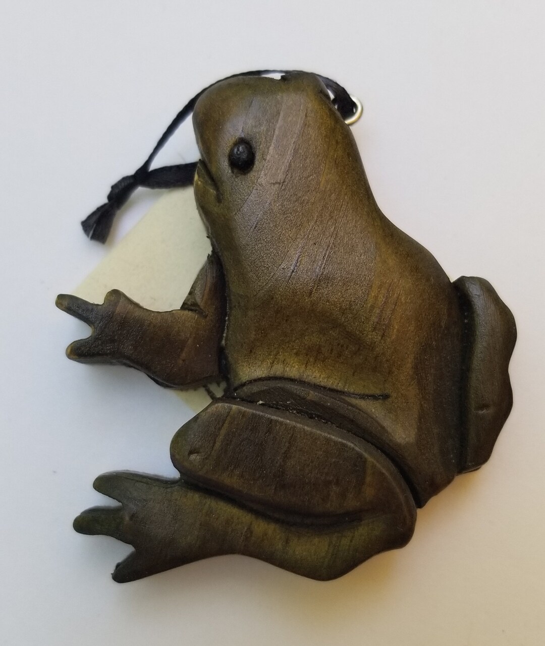 Frog Ornament Magnet Wooden Wood Carving Intarsia Christmas Tree Decor ...