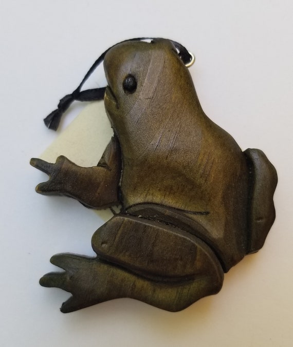 Frog Ornament Magnet Wooden Wood Carving Intarsia Christmas | Etsy