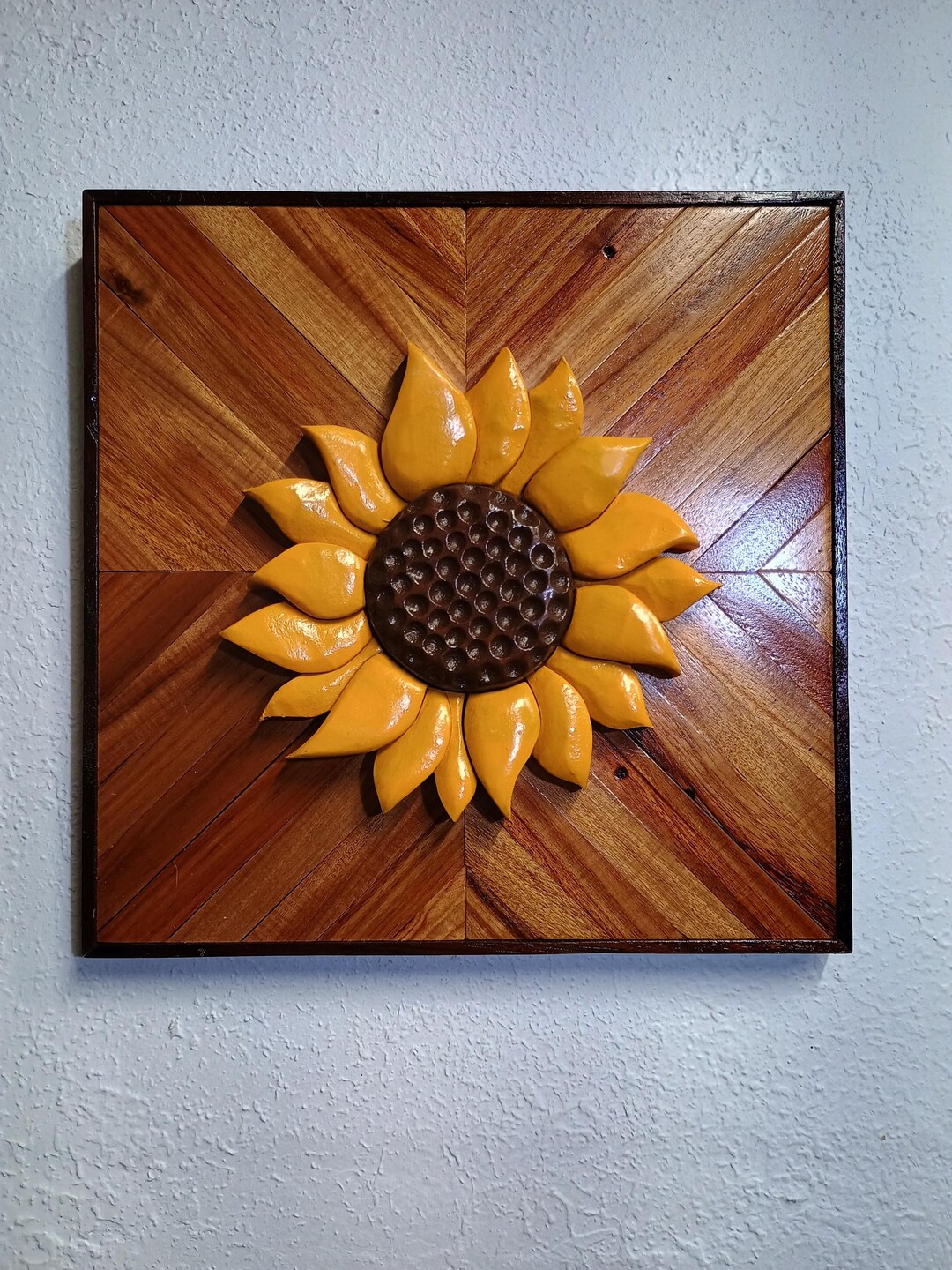 Sunflower Wall Decor, Scroll Saw Hand Cut Sign, Natural Wood. Painted ...