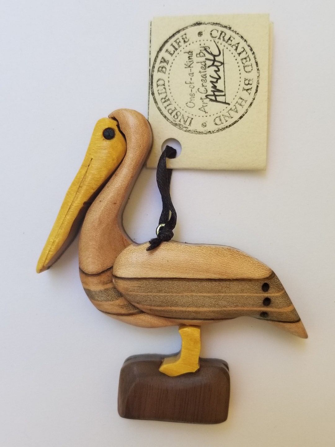 Handmade Intarsia Pelican Ornament, Ambrosia Maple Wood Magnet - Etsy ...