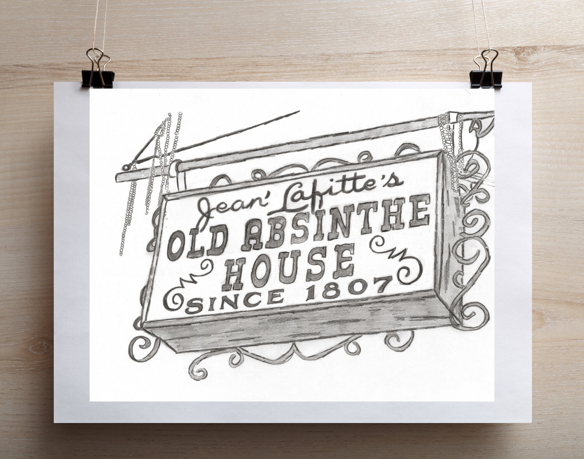 Jean Lafitte "old Absinthe Bar" Sign Sketch --- PDF Format for Printing ...