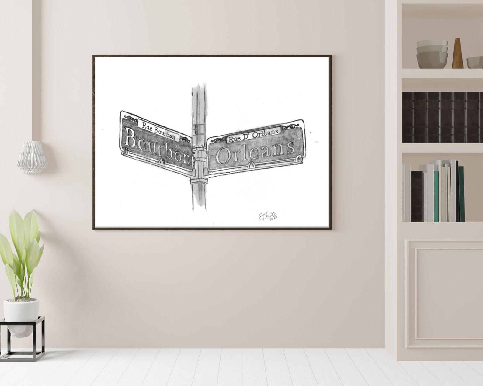 NOLA "bourbon & Orleans" Sign Sketch --- 3 Different Sizes for Download ...