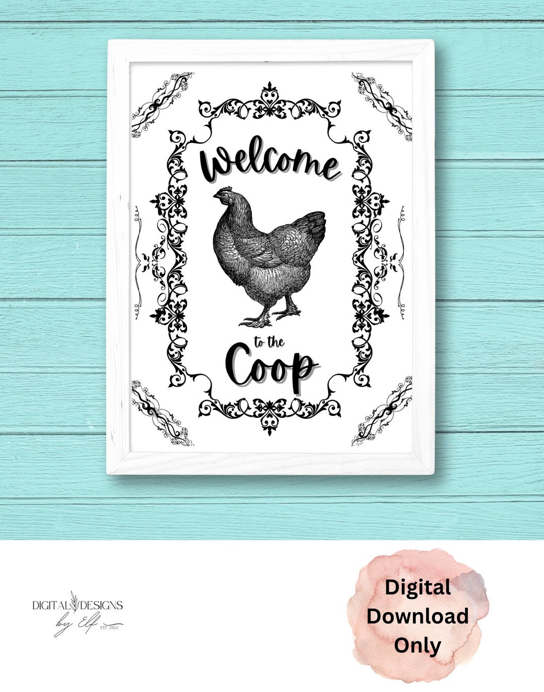 Vintage/ Classic "welcome to the Coop" PRINT/SIGN --- Digital PDF ...
