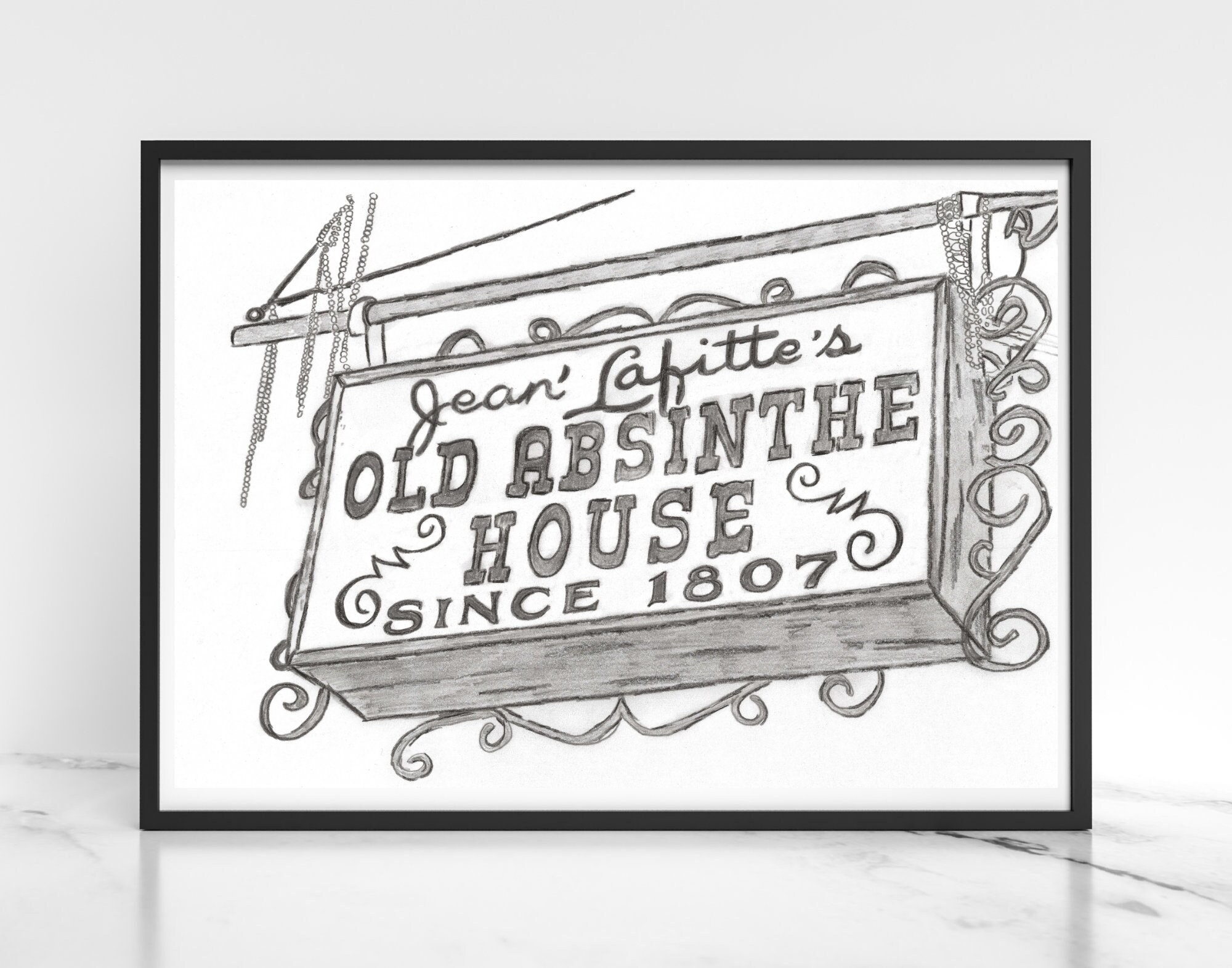 Jean Lafitte "old Absinthe Bar" Sign Sketch --- PDF Format for Printing ...
