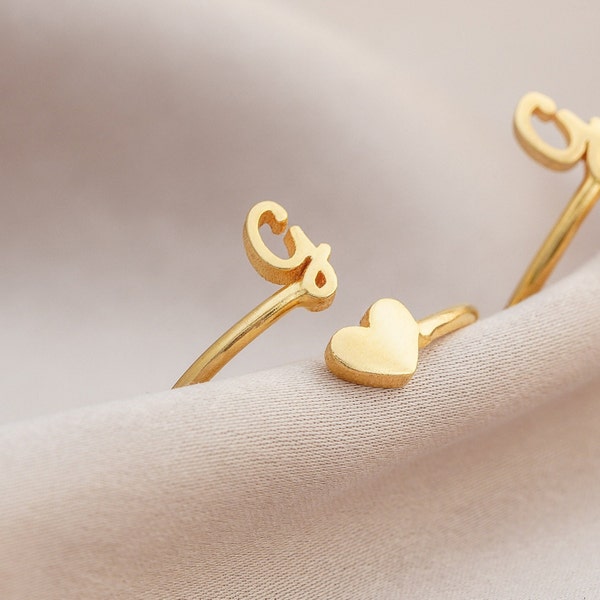 Initial Heart Ring - Etsy