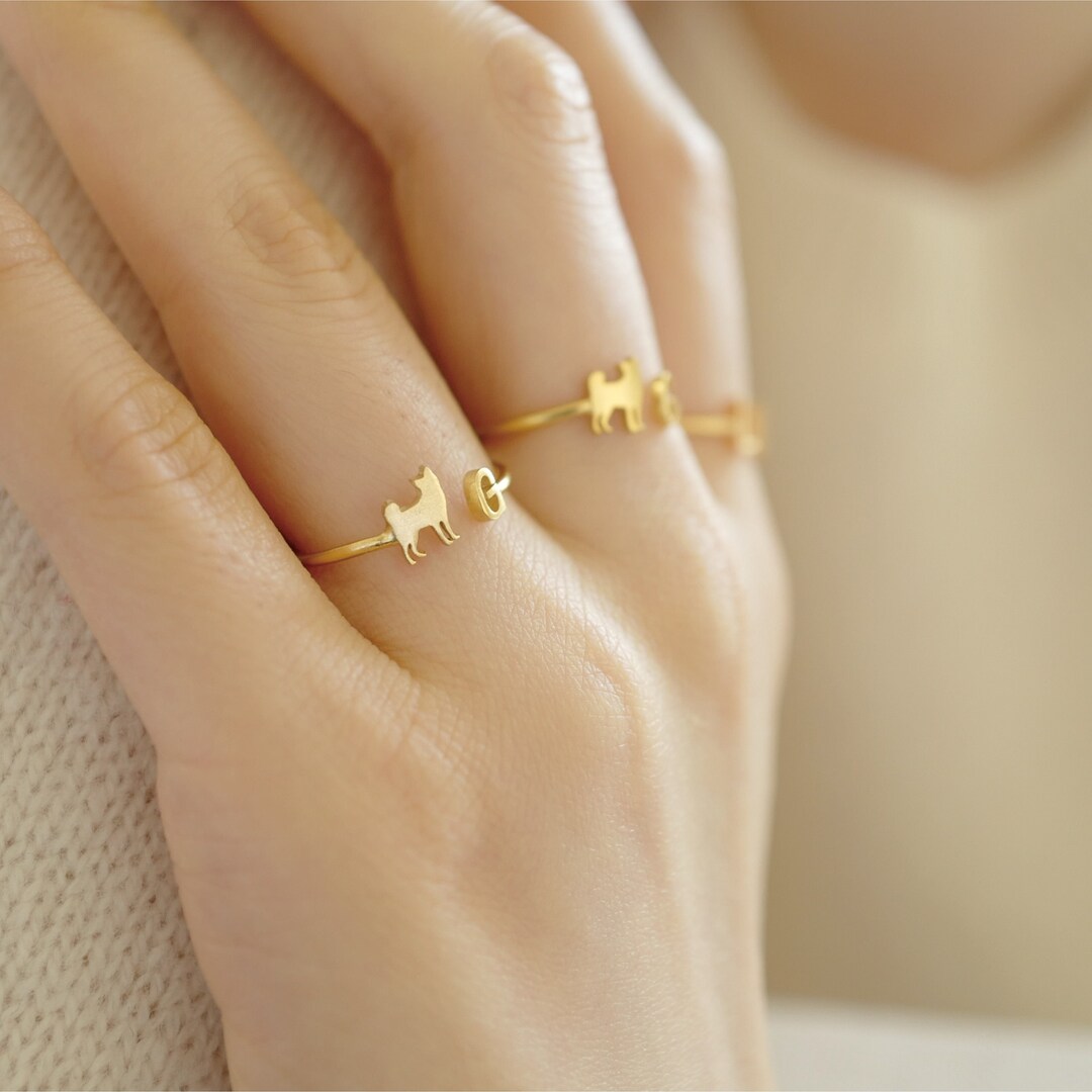 Custom Dog and Cat Ring • Family Animal Jewelry • Duo Initial Pet Ring ...