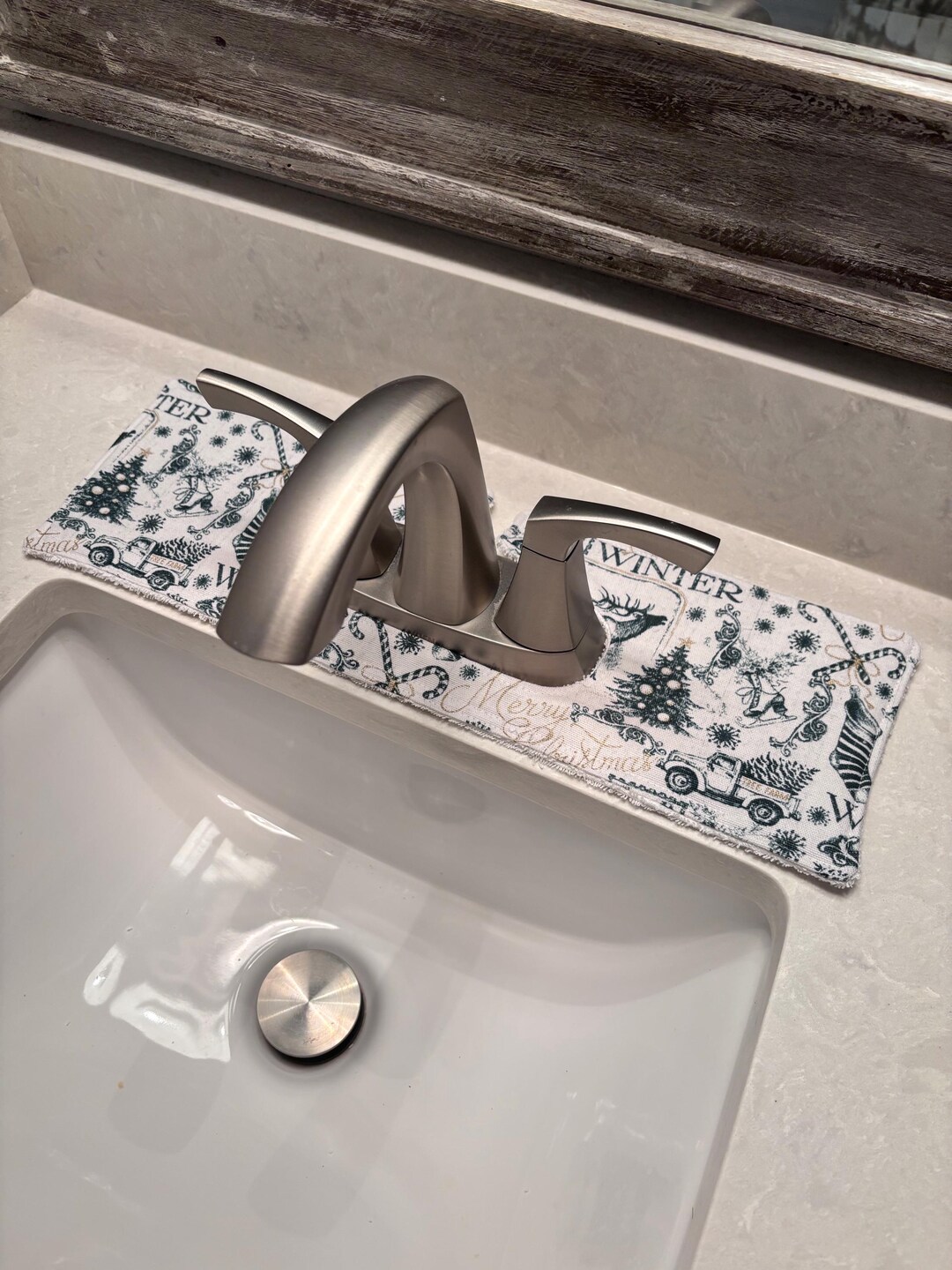 Oval Faucet Drip Catcher: Cotton RV Sink Mat, Christmas Pattern - Etsy