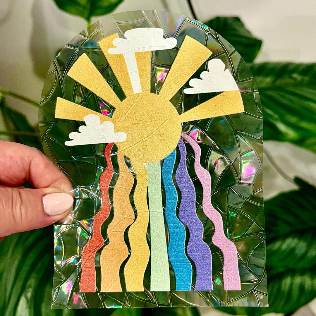 Sun With Rainbow Window Sticker Sun Catcher Rainbow Prism, Sun With ...