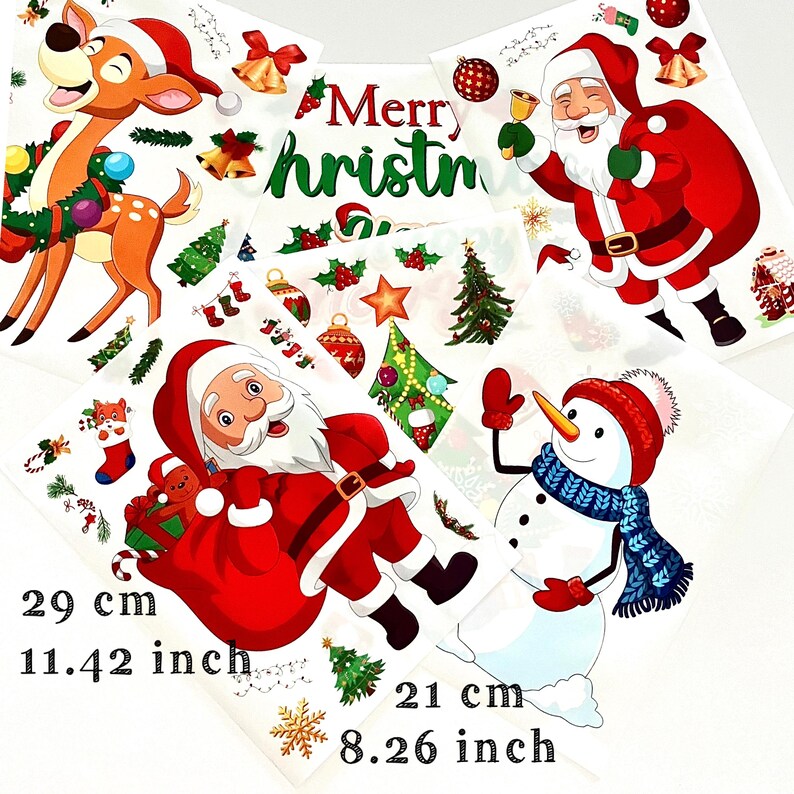 6 Sheets 62 Pcs Christmas Window Stickers for Kids, Festive Window ...