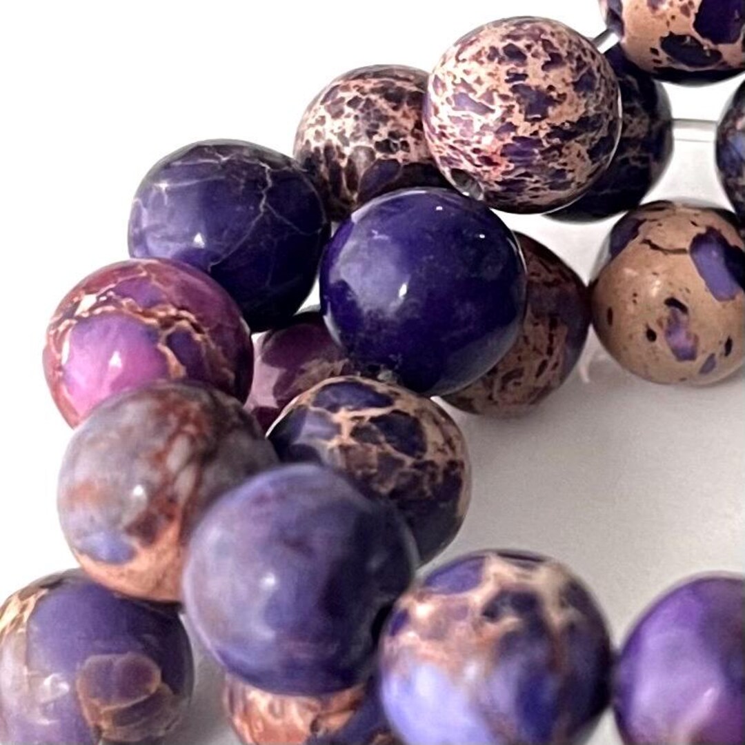 Purple Imperial Jasper – 8mm Round Beads, 51pcs, Natural Gemstone ...