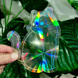 Cat Rainbow Window Sticker, Rainbow Cat Window Sticker, Cat Sun ...