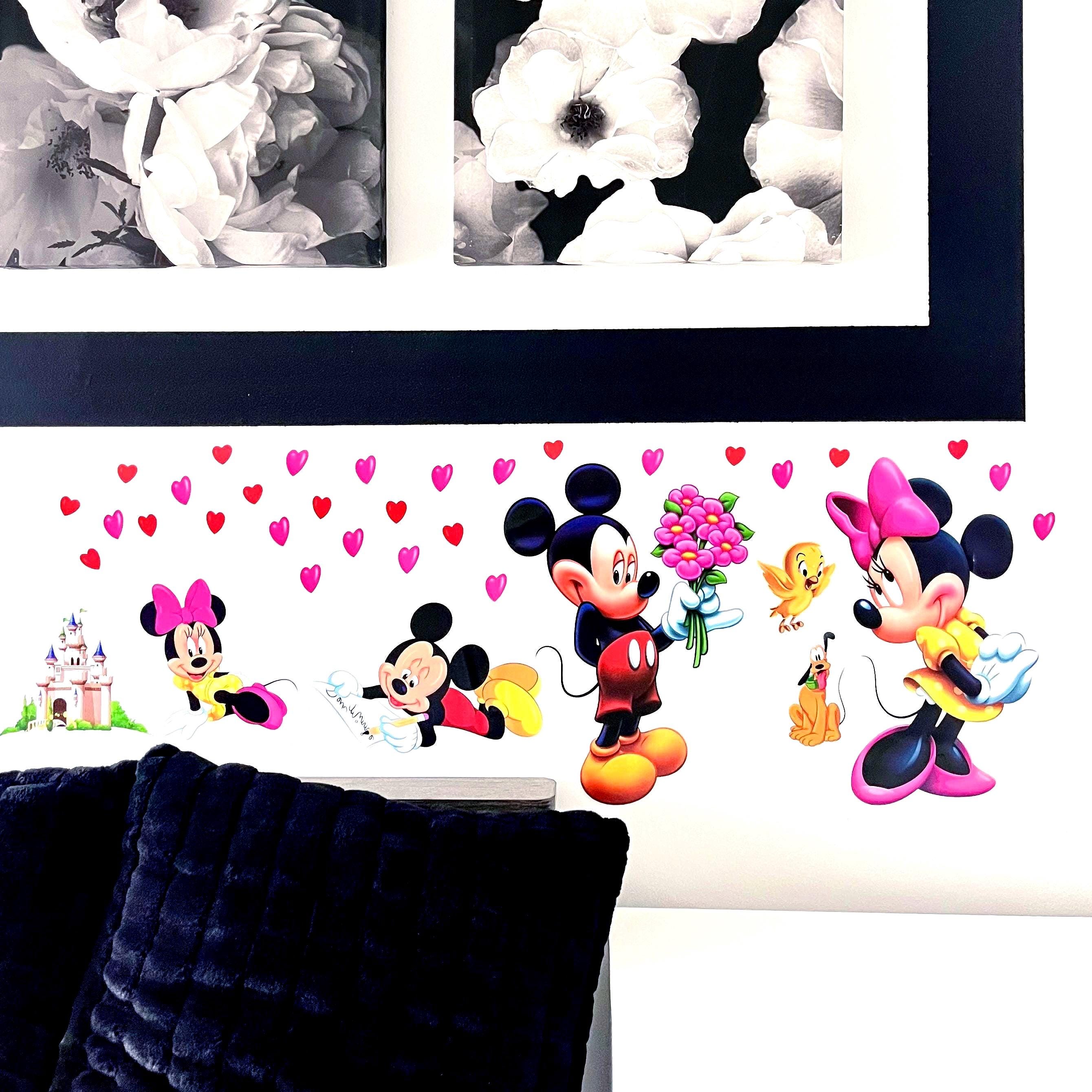 Mickey Mouse in Love With Minnie Mouse Wall and Cabinet Sticker, Vinyl ...