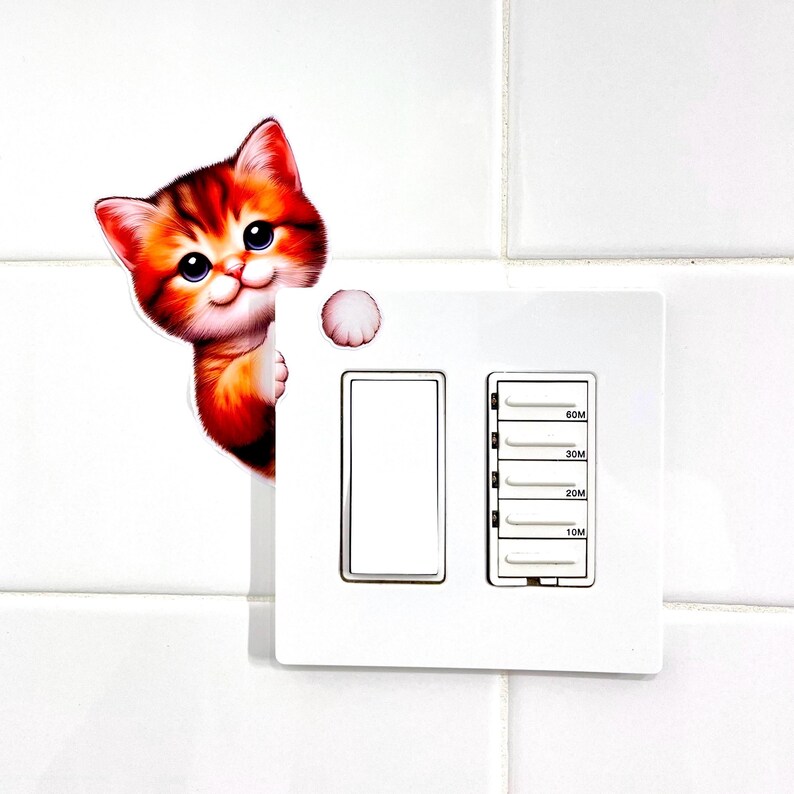 Cat Light Switch, Kitty Sticker, Cat Light Switch Sticker, Removable ...