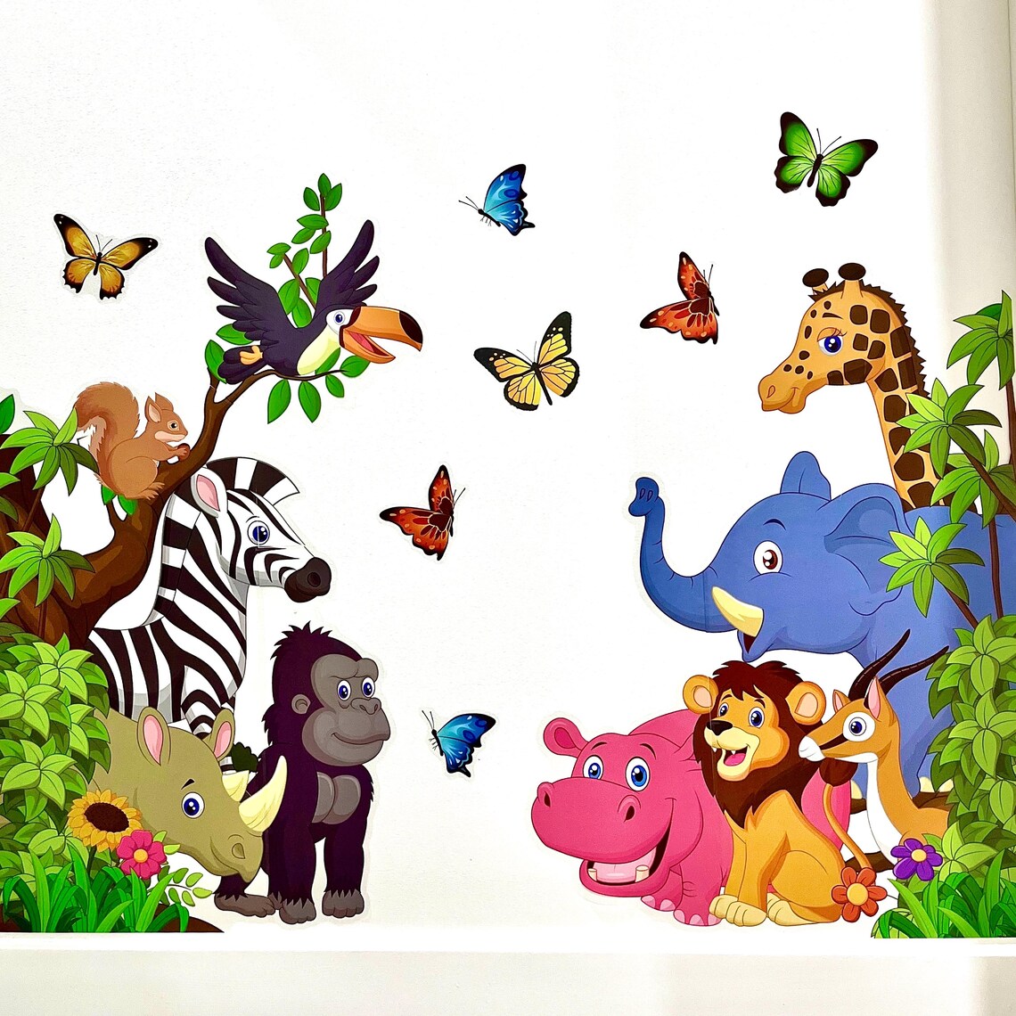 African Animal Wall Decals, Safari Wall Stickers Jungle Animal Wall ...