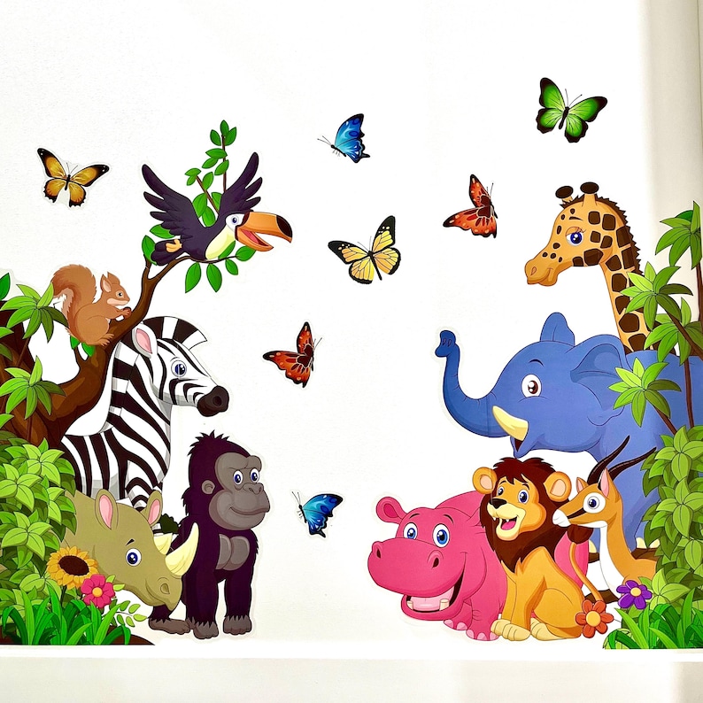 African Animal Wall Decals, Safari Wall Stickers Jungle Animal Wall ...