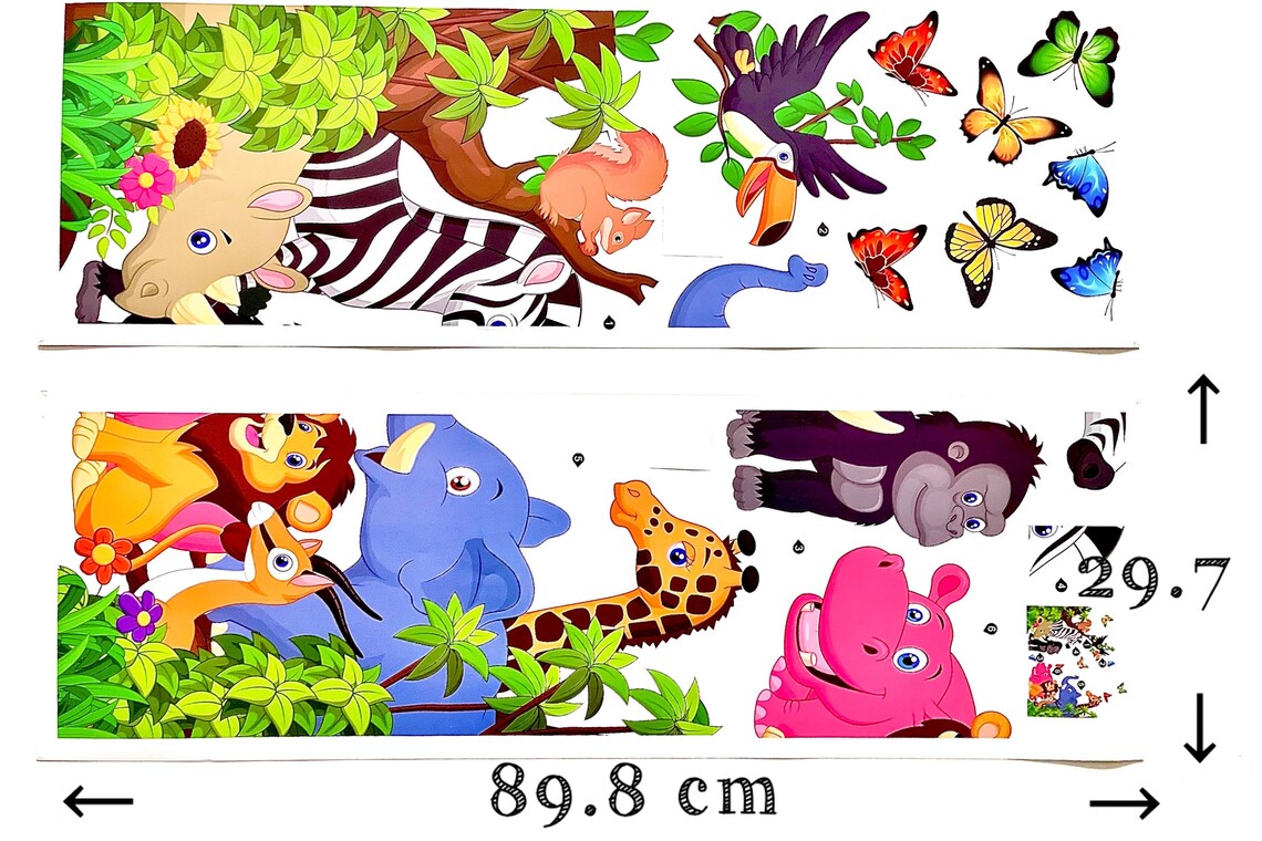 African Animal Wall Decals, Safari Wall Stickers Jungle Animal Wall ...