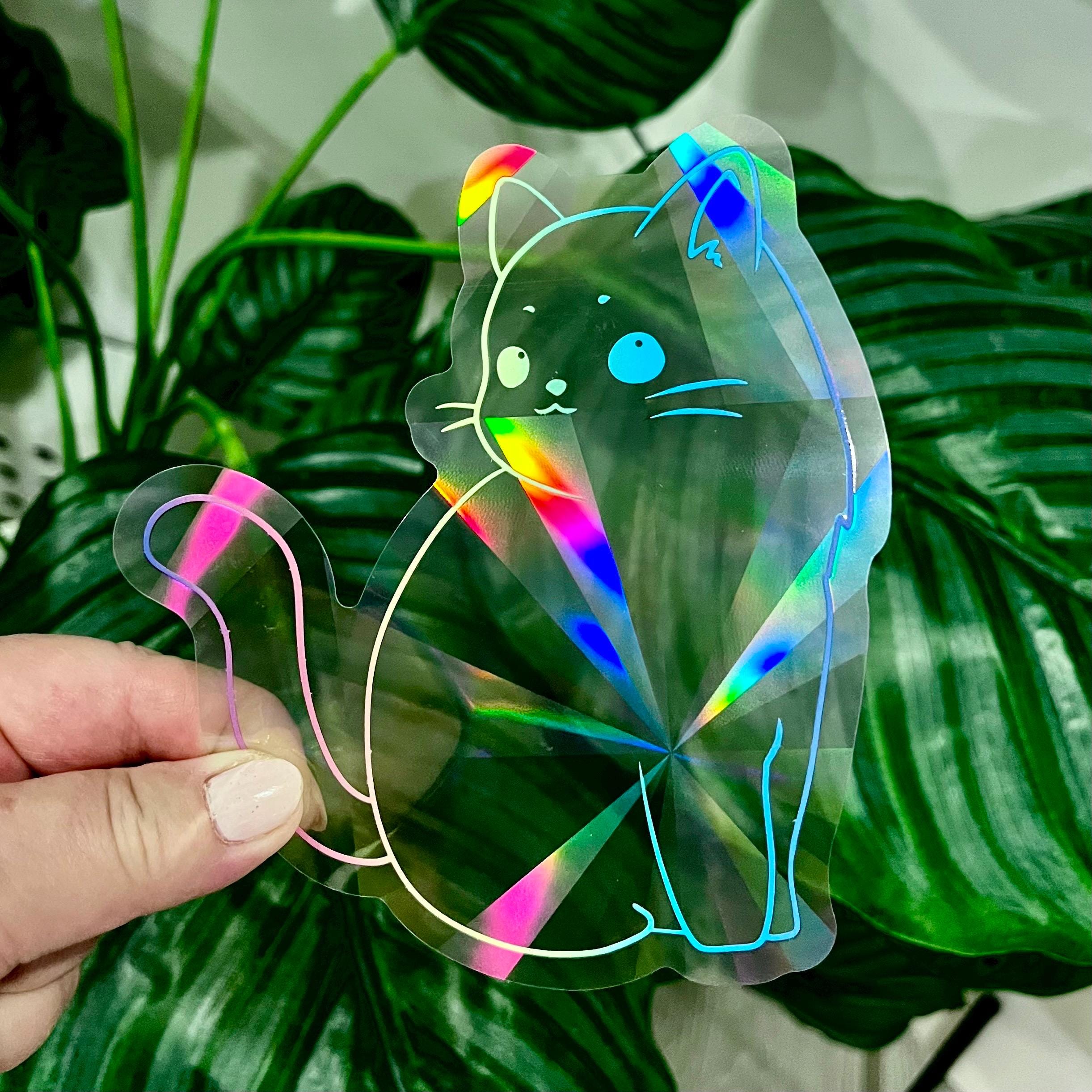 Cat Rainbow Window Sticker, Rainbow Cat Window Sticker, Cat Sun ...