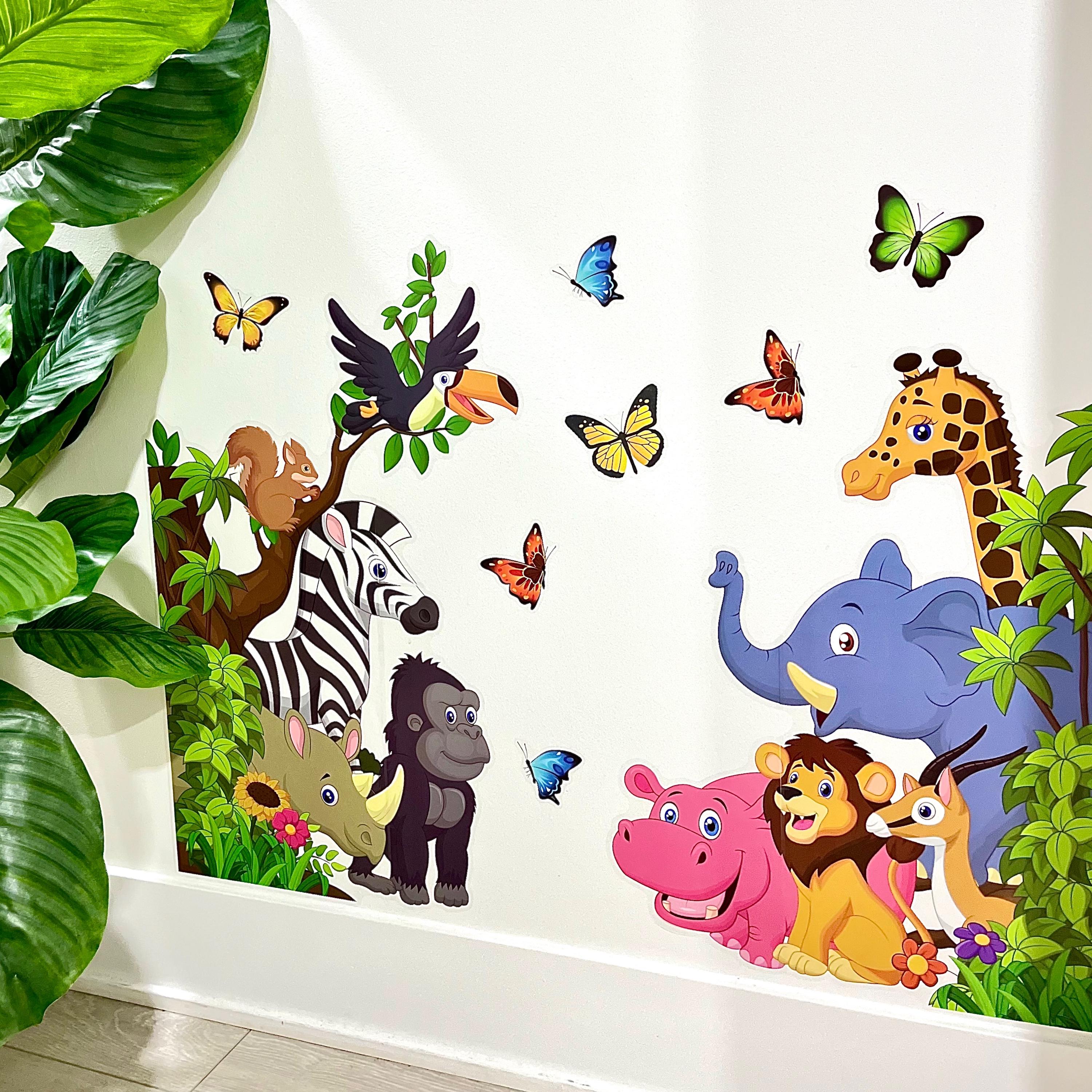 African Animal Wall Decals, Safari Wall Stickers Jungle Animal Wall ...