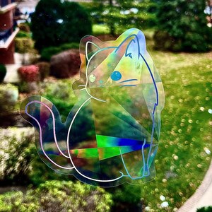 Cat Rainbow Window Sticker, Rainbow Cat Window Sticker, Cat Sun ...