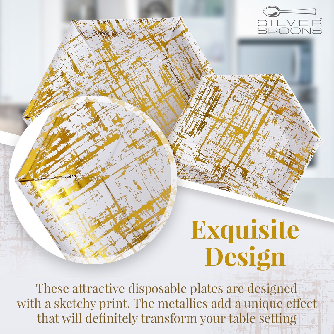 Party Disposable 36 Pc Dinnerware Set Hexagon Design Arctic Collection ...