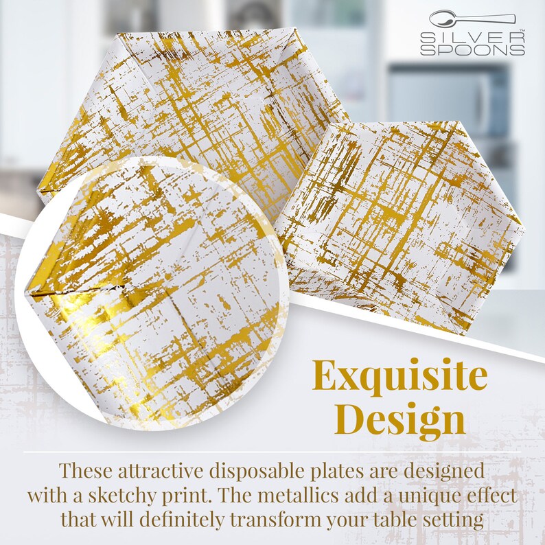 Party Disposable 36 Pc Dinnerware Set Hexagon Design Arctic Collection ...