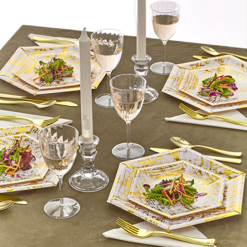 Party Disposable 36 Pc Dinnerware Set Hexagon Design Arctic Collection ...