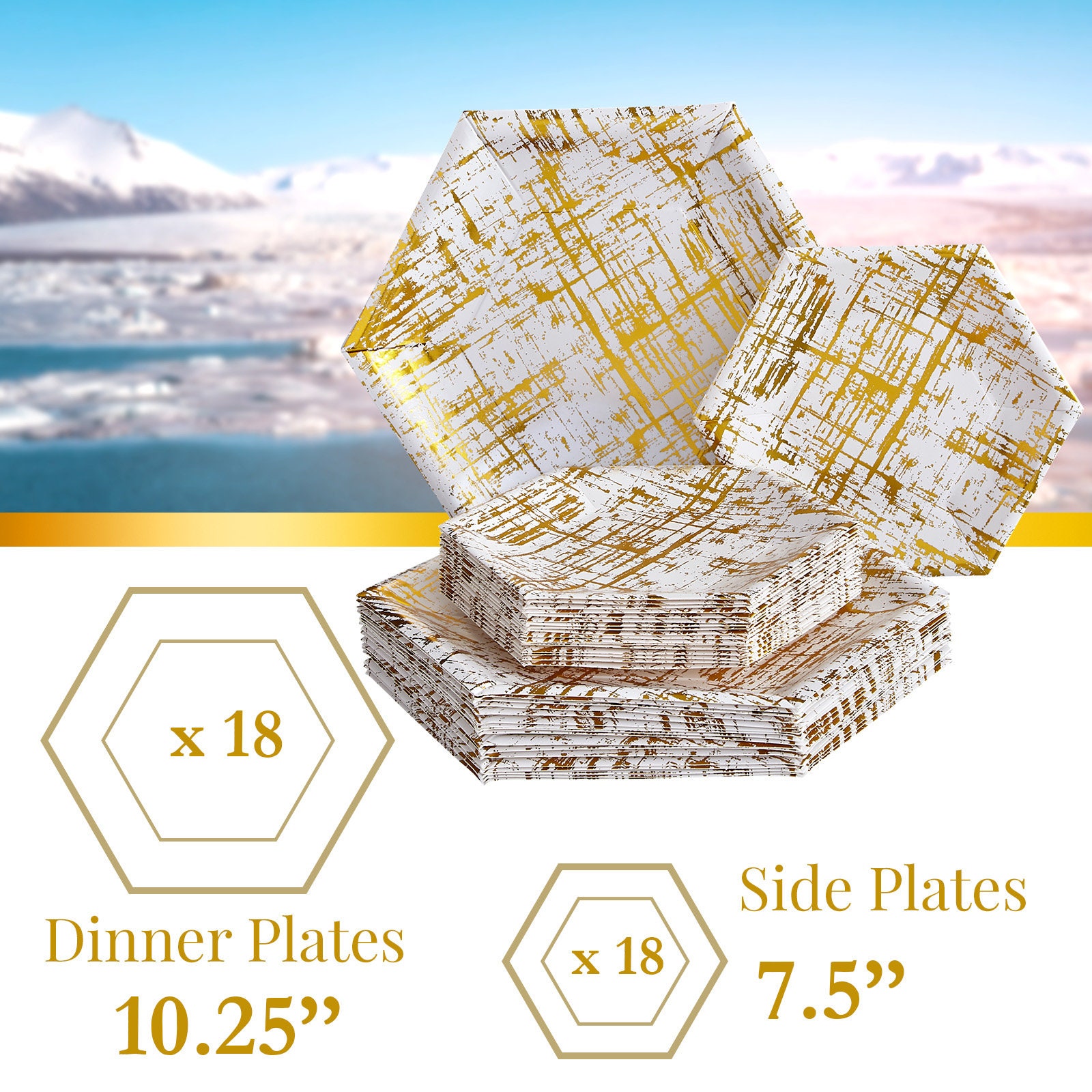 Party Disposable 36 Pc Dinnerware Set Hexagon Design Arctic Collection ...