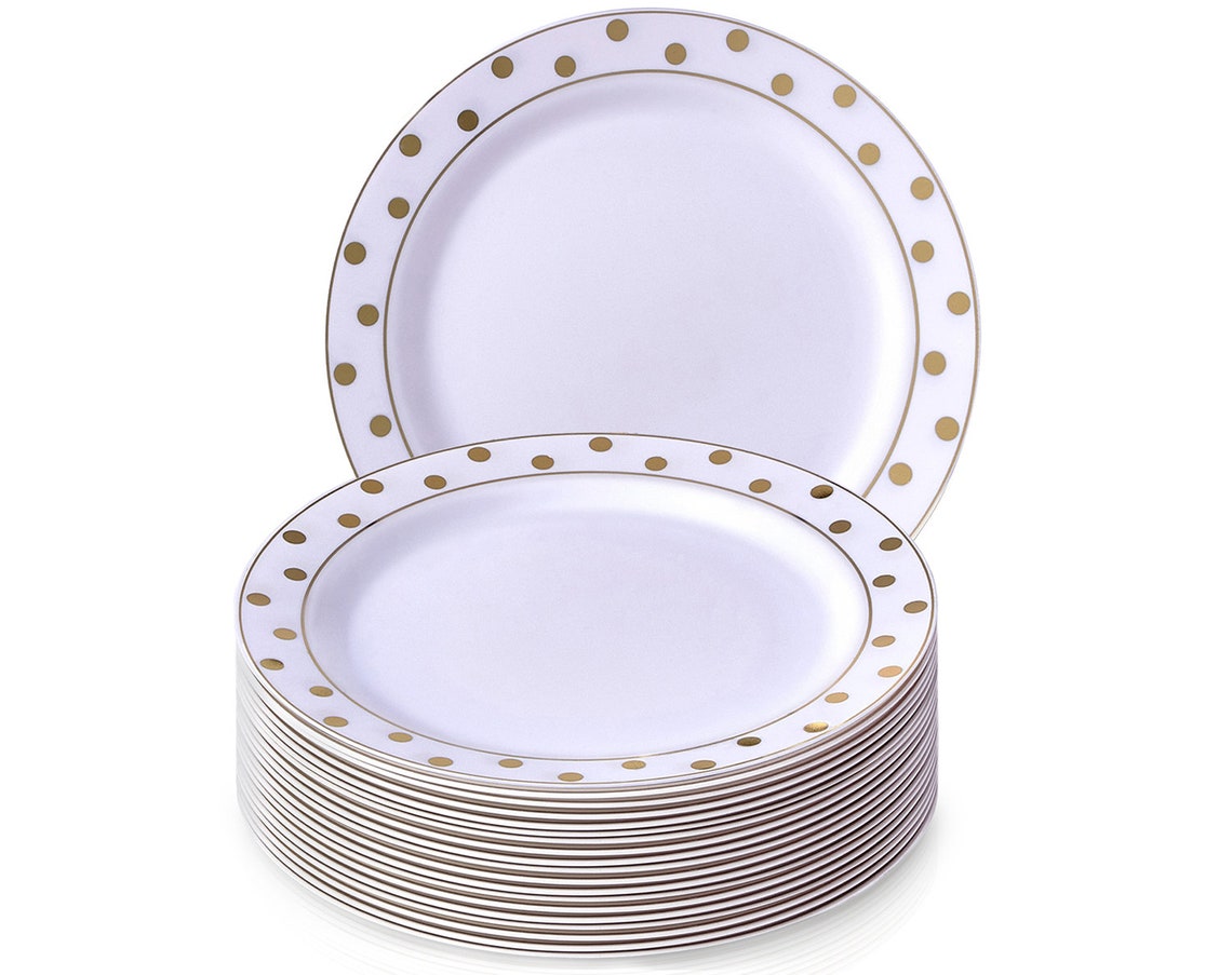 Plastic Party Plates for Wedding 20 PC Gold Charming - Etsy