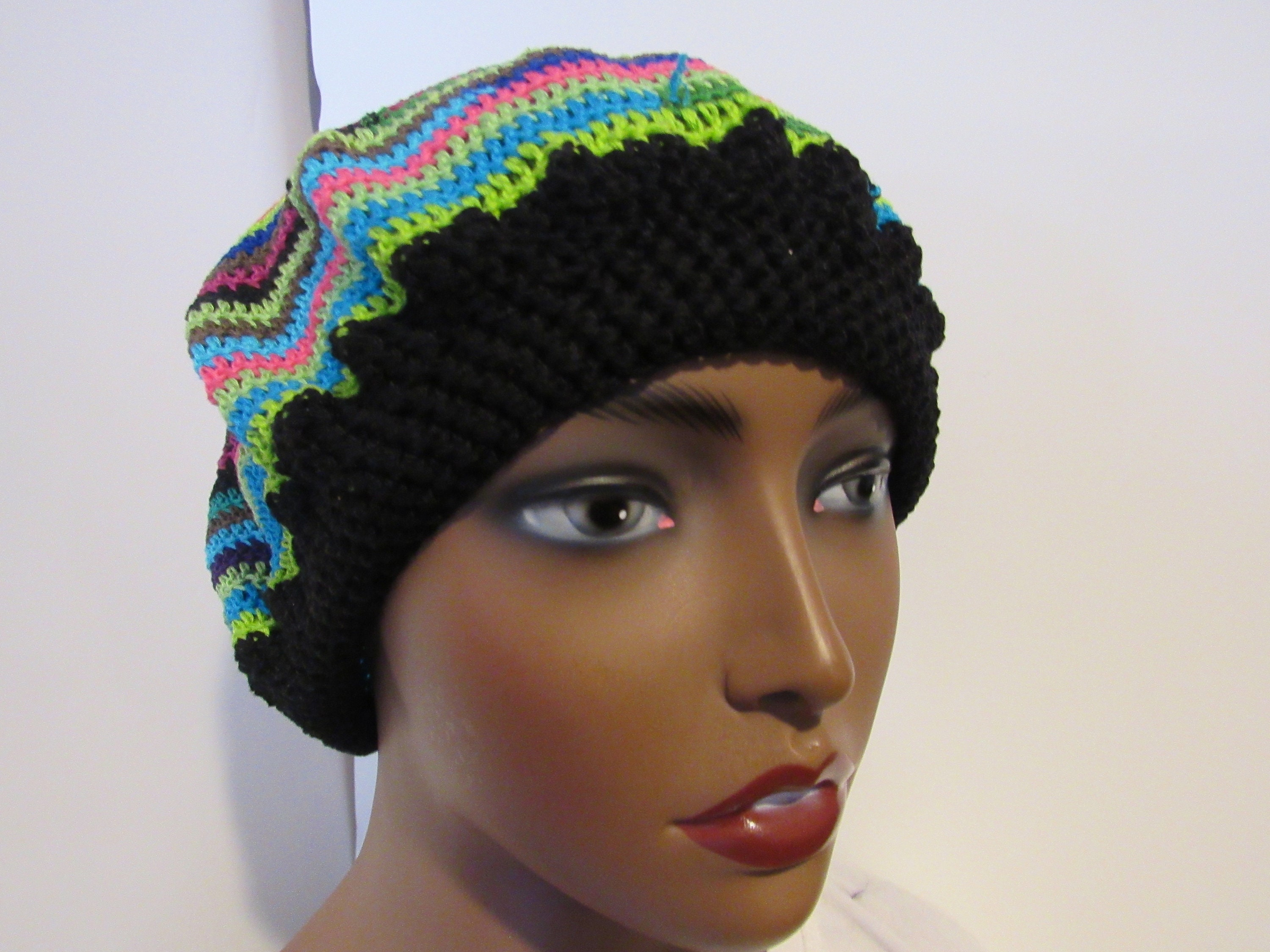 Cotton Beret, Spring, Summer and Fall Multicolor Beret, Rainbow Color ...