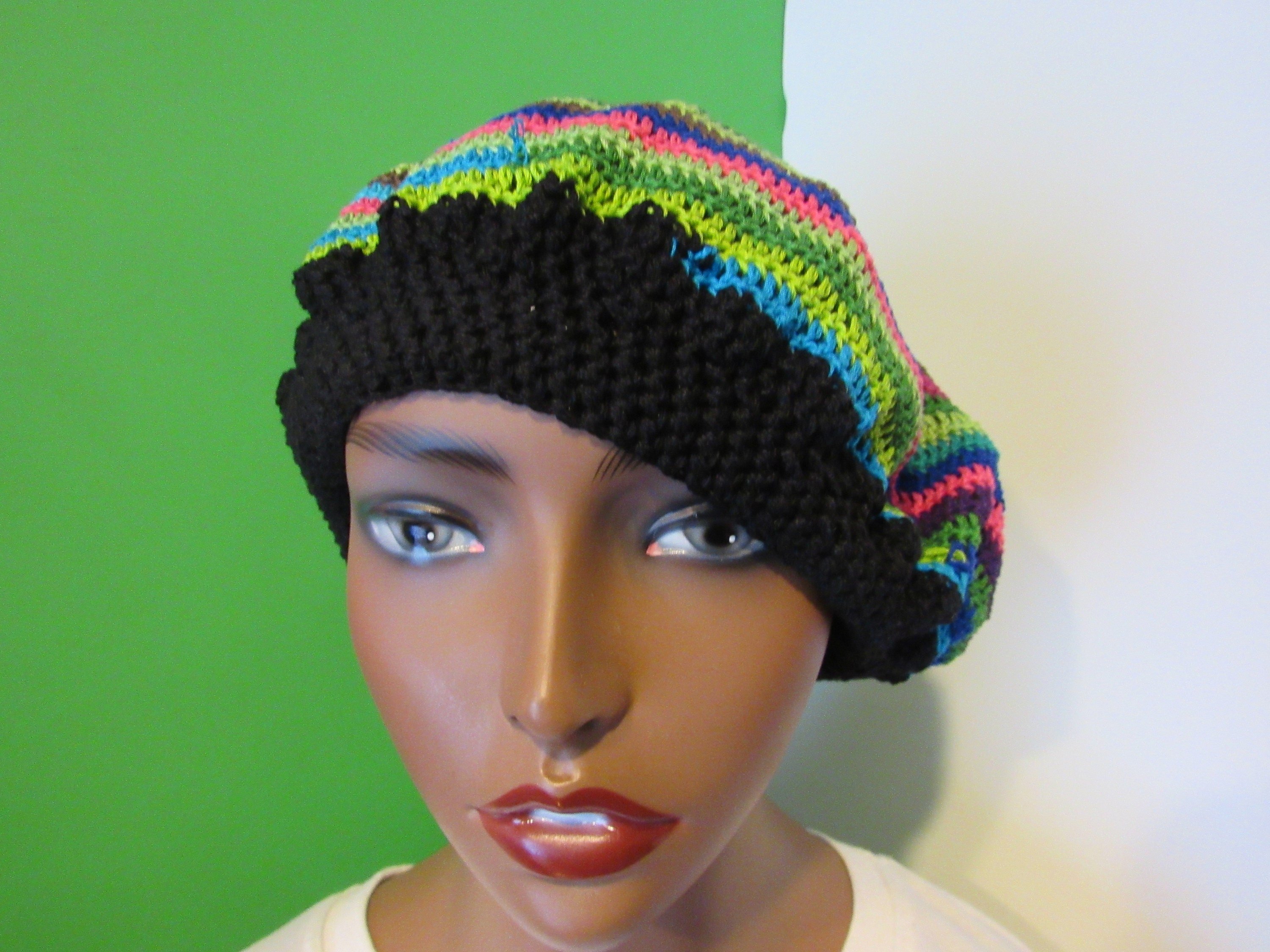 Cotton Beret, Spring, Summer and Fall Multicolor Beret, Rainbow Color ...