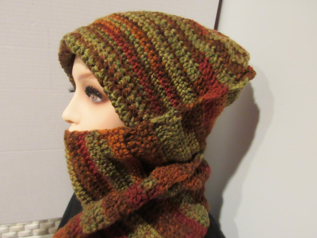 Brown Mixed Scarf Hat Combo, Hat/scarf, Scarf Hat Combo, Hat and ...
