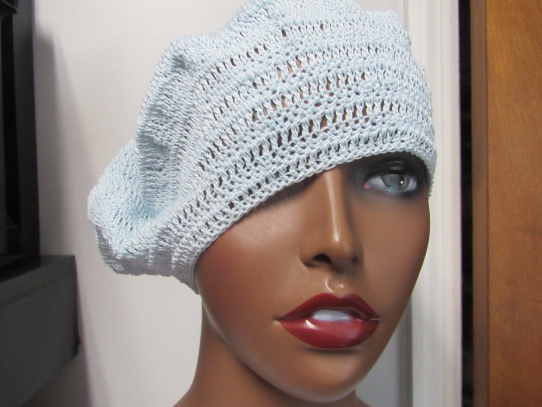 Berets Light Blue Spring and Summer Beret, Crochet Handmade Berets ...
