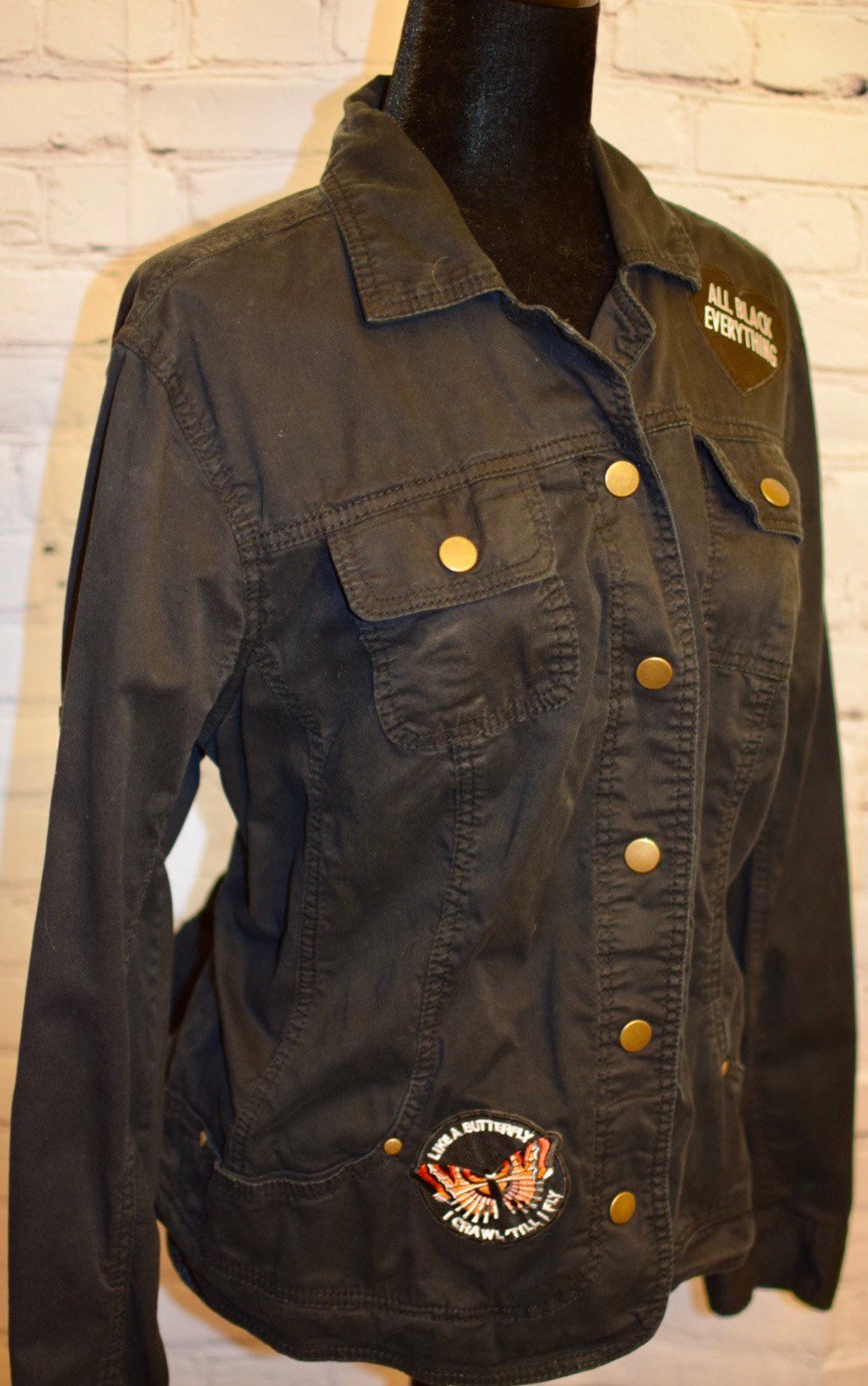 Women's Black Jacket-patches - Etsy