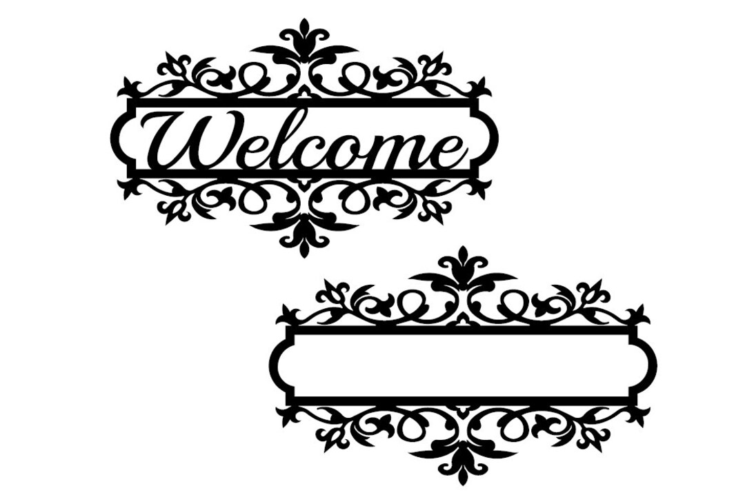 Flower Scroll Welcome Sign DXF SVG - Etsy