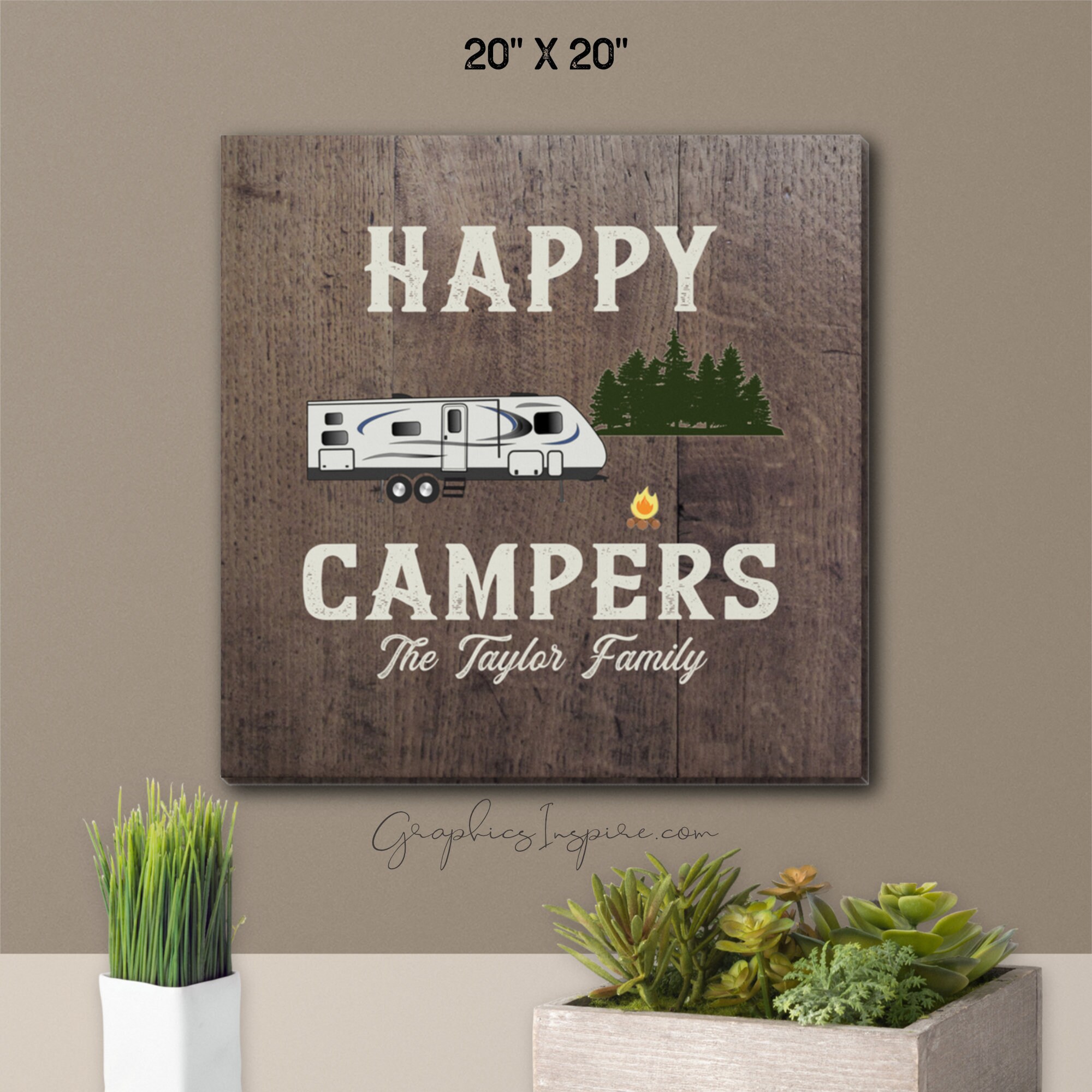 Personalized Happy Campers Travel Trailer RV Camping Canvas | Etsy