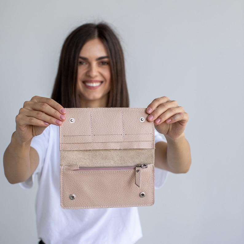 Handmade Pebbled Leather Wallet: Slim Women's Purse With Zipper - Etsy UK