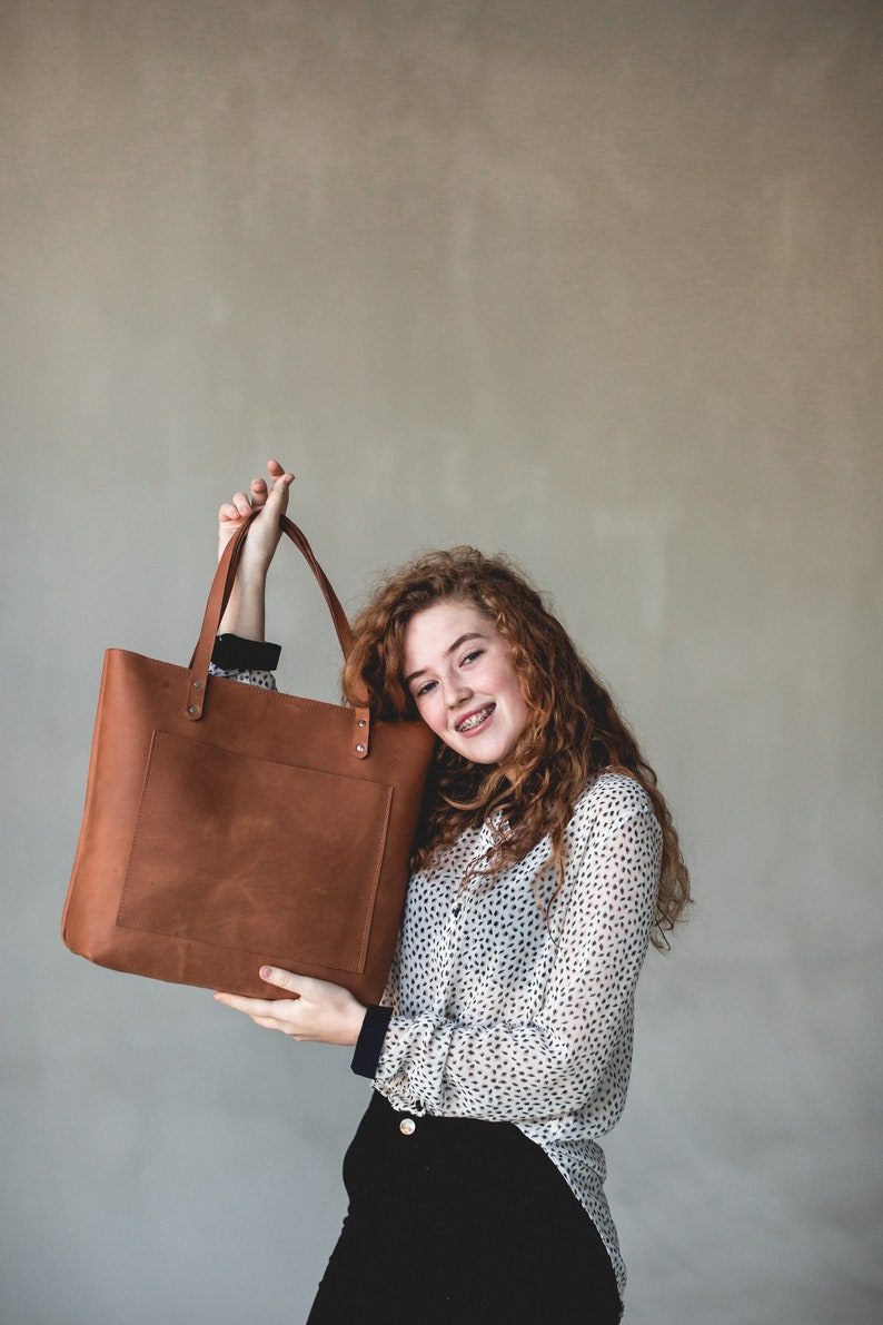 Handbag Leather Large Tote Bag With or Without Zipper and - Etsy