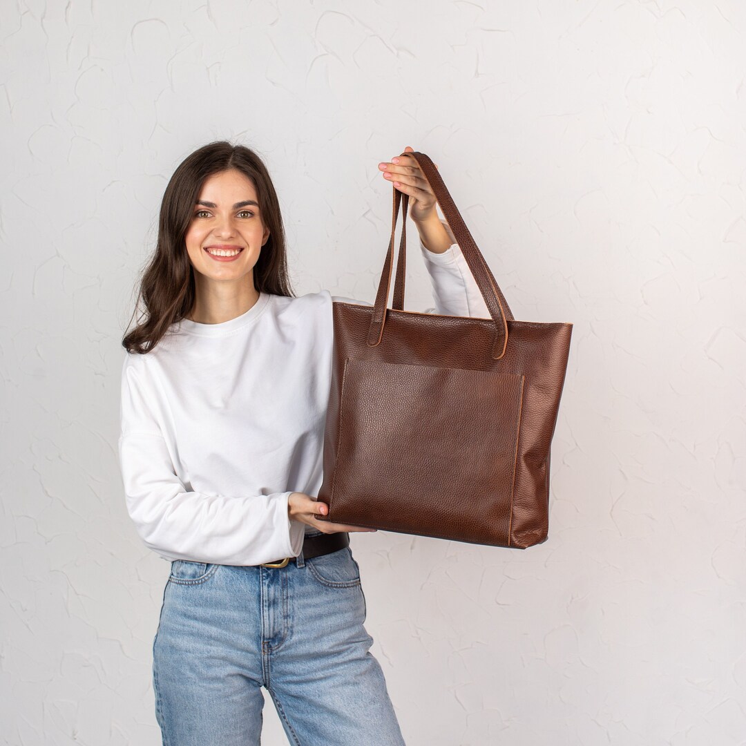 Brown Leather Tote Bag | Genuine Leather Tote Womens Bag | Leather Tote ...