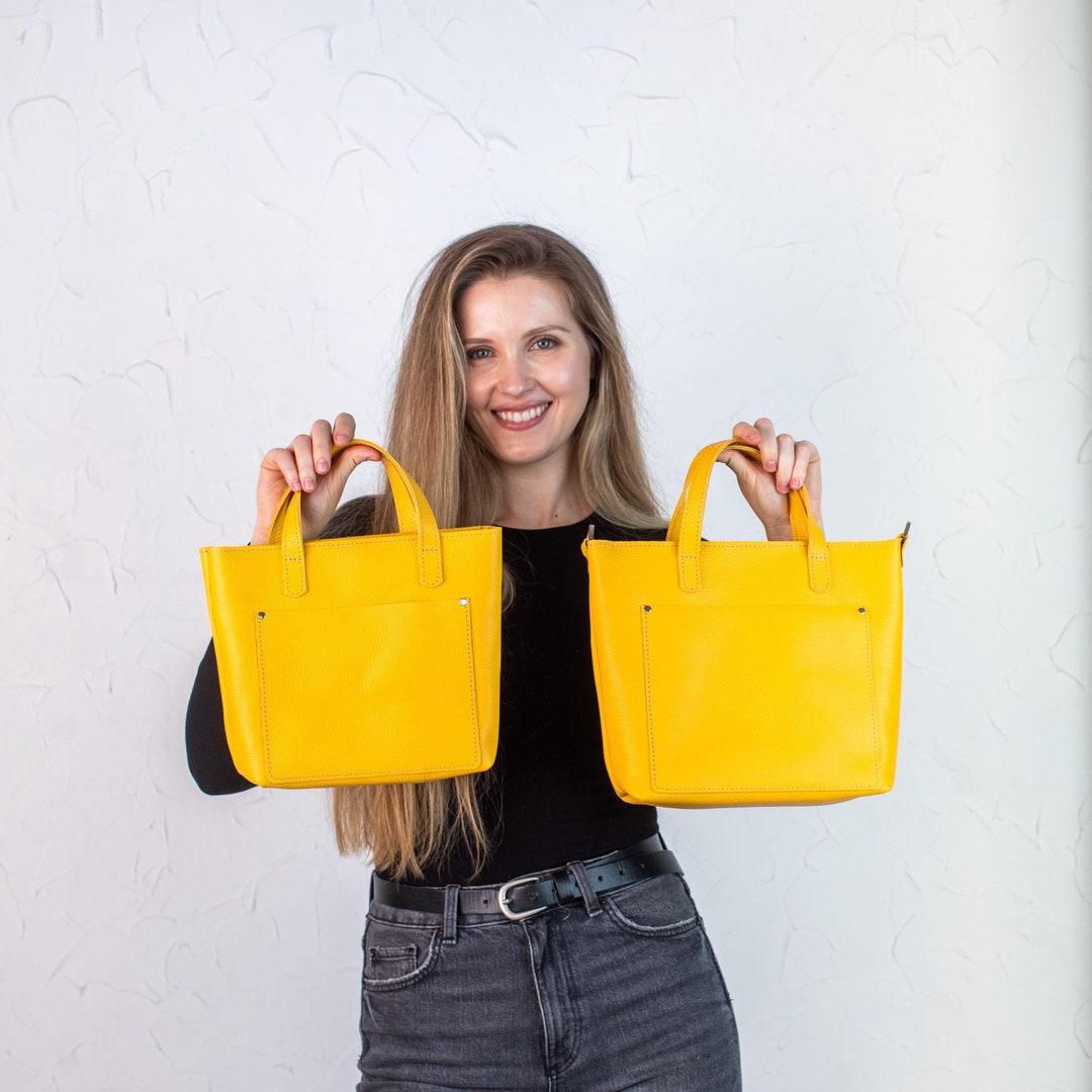 Handmade Leather Mini Tote Bag | Optional Zipper & Crossbody Strap ...