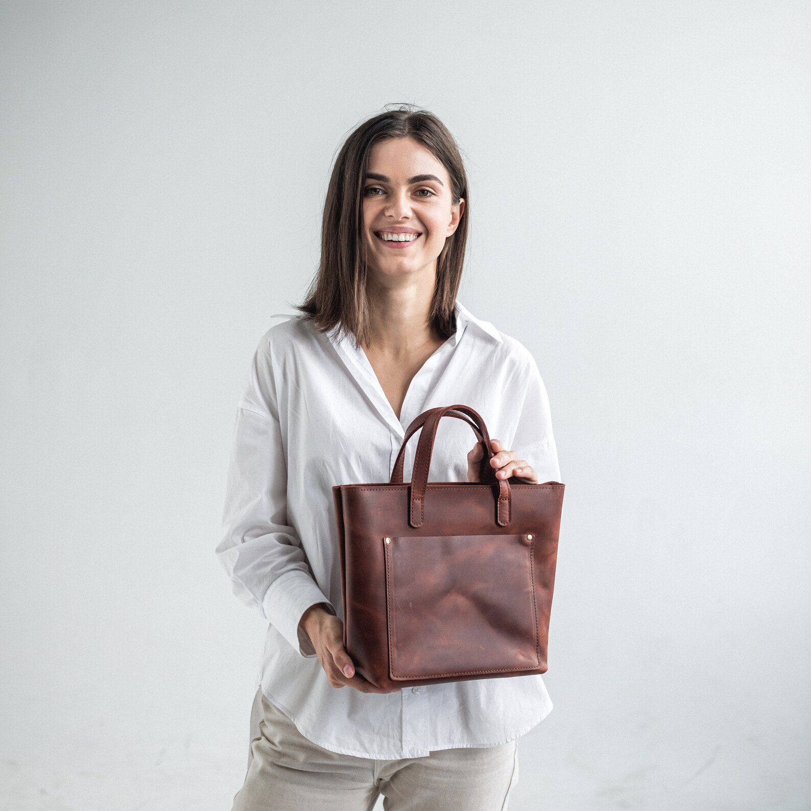 Mini Crossbody Tote Bag Leather Handbag Tote Handmade - Etsy