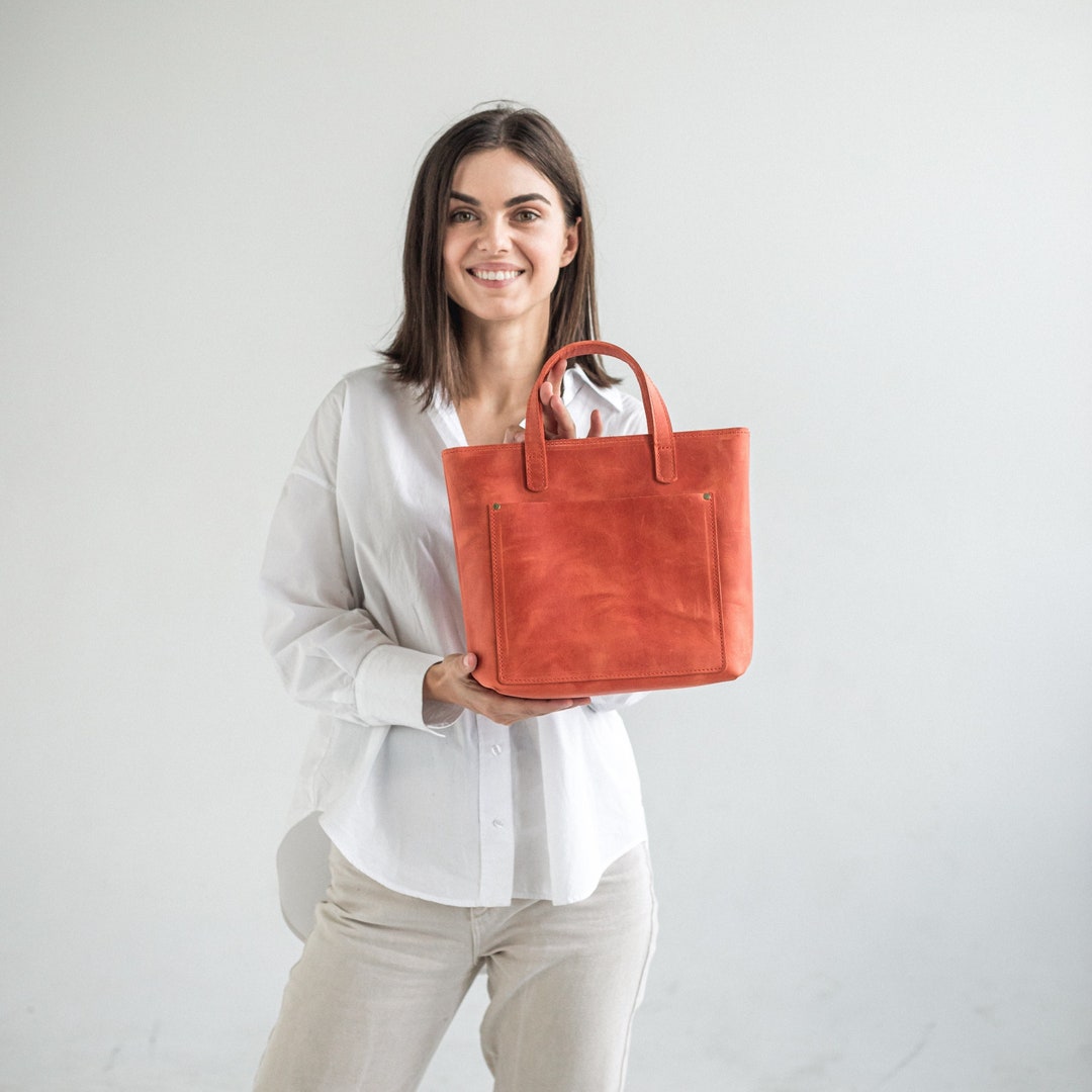Genuine Leather Mini Tote Bag With Optional Zipper, Pocket or Crossbody ...