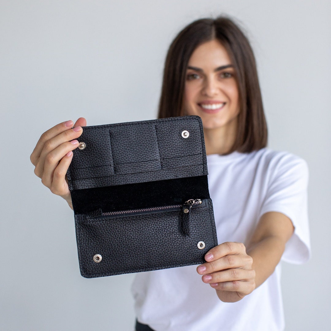 Black Pebbled Leather Wallet | Women’s Leather Wallet | Leather Wallets ...