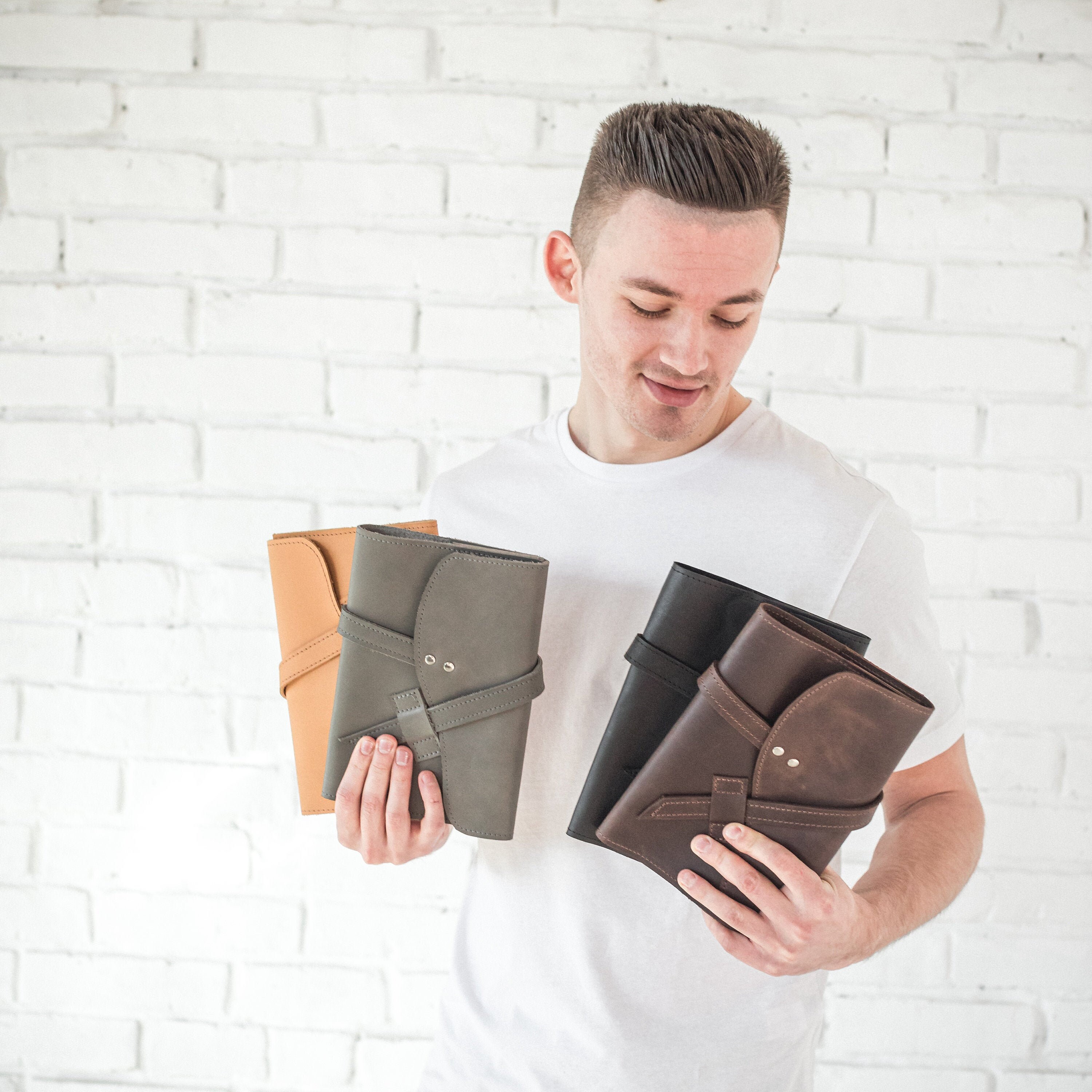 Handmade Leather Notebook Cover Genuine Leather Travel | Etsy