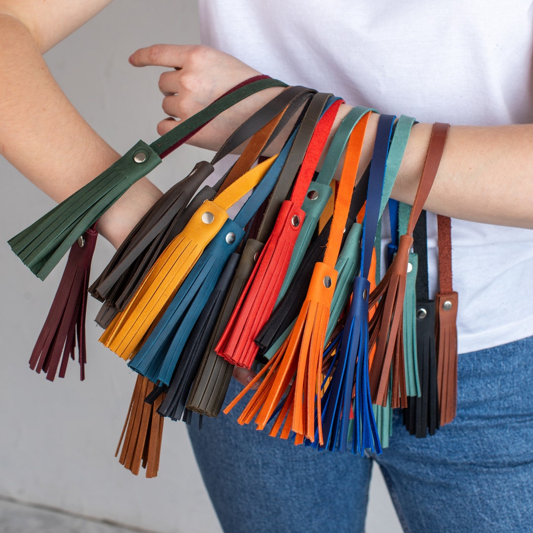 Handmade Genuine Leather Bag Tassel: Double Loop Design - Etsy
