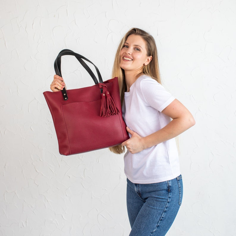 Handmade Pebbled Leather Bag Tassel: Minimalist Charm With Snap Buttons ...